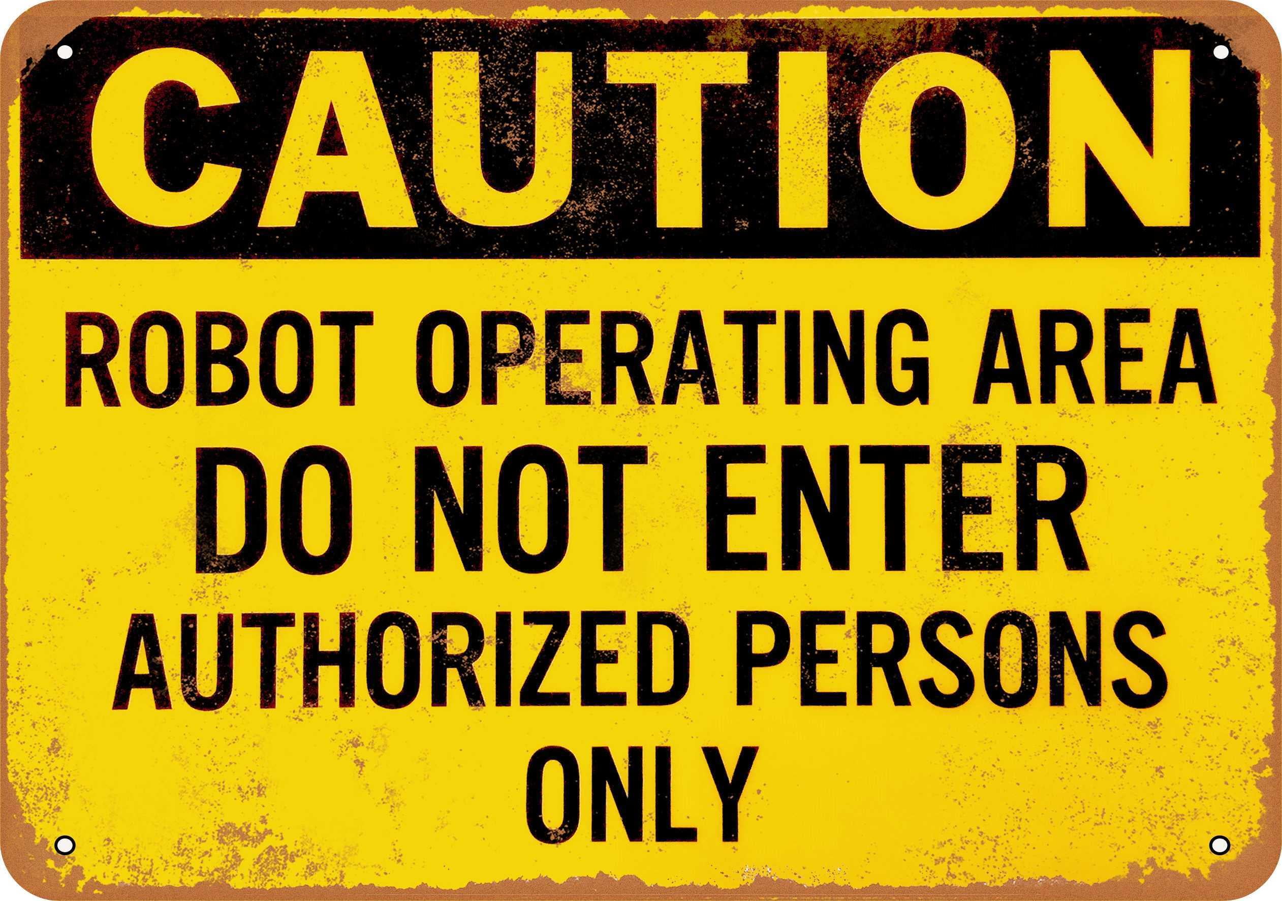 7 x 10 METAL SIGN - Caution Robot Operating in Area - Vintage Rusty ...