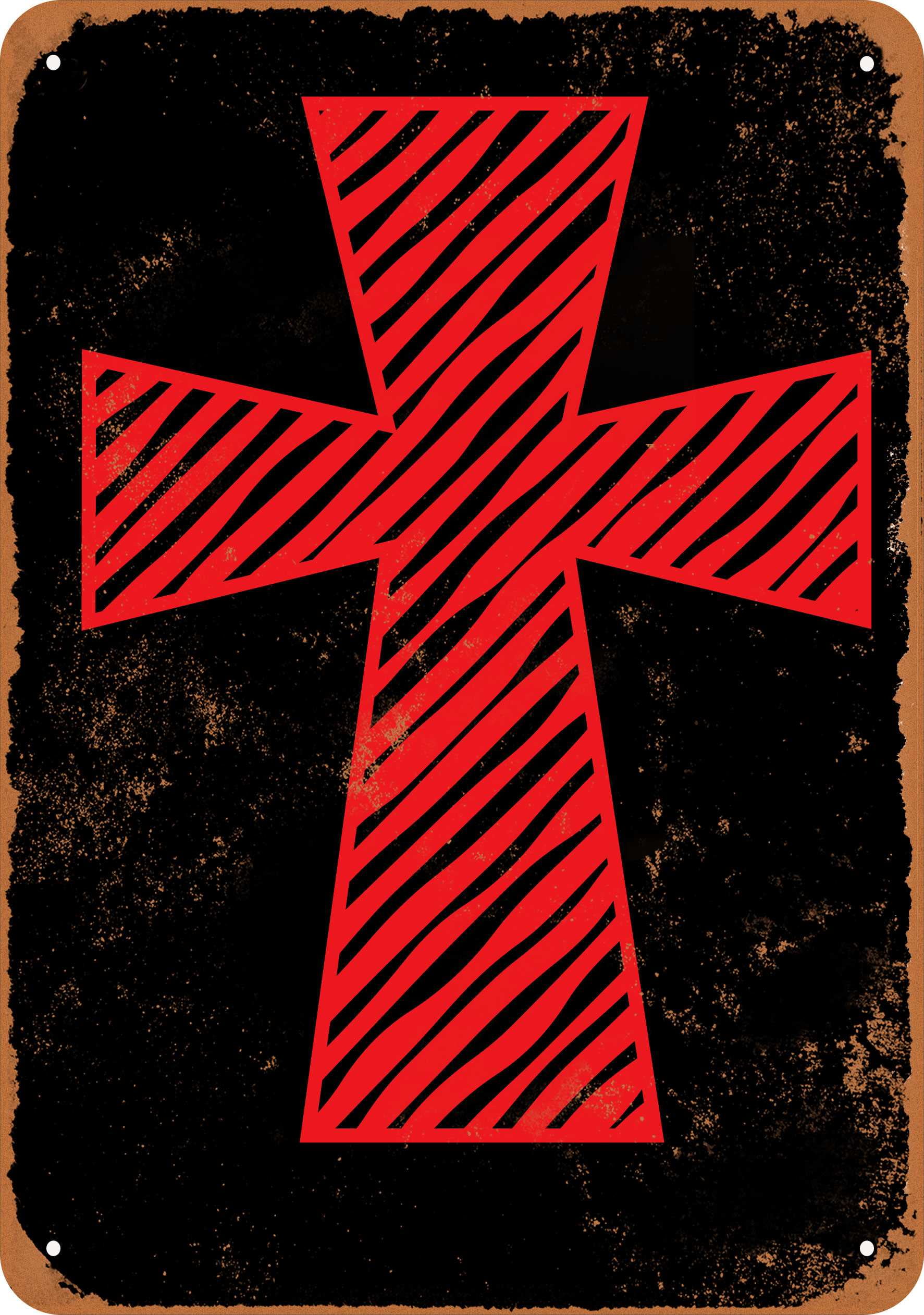 7 x 10 METAL SIGN - Christian Cross Red 2 (Dark Background) - Vintage ...