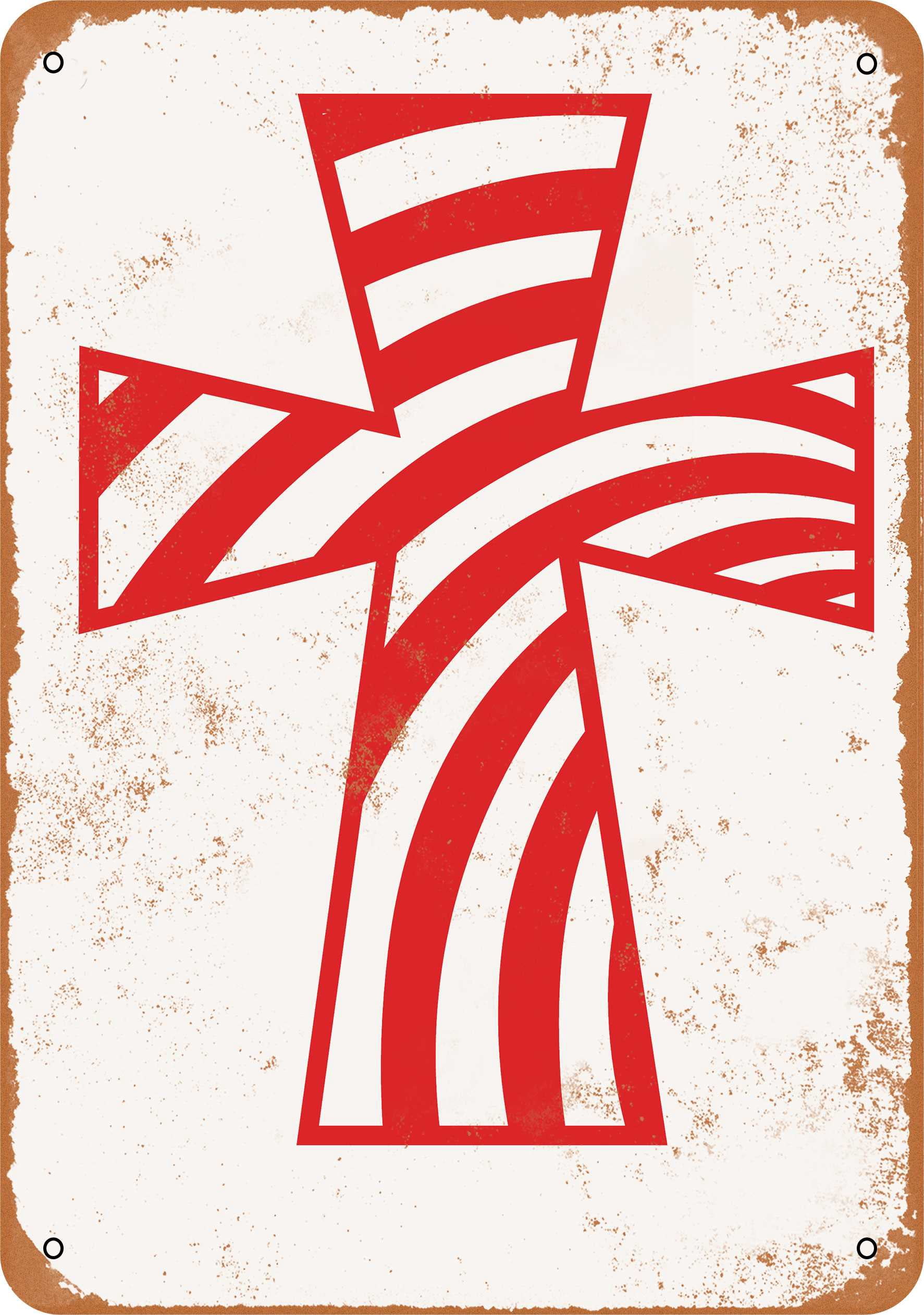 7 x 10 METAL SIGN - Christian Cross Red - Vintage Rusty Look - Walmart.com