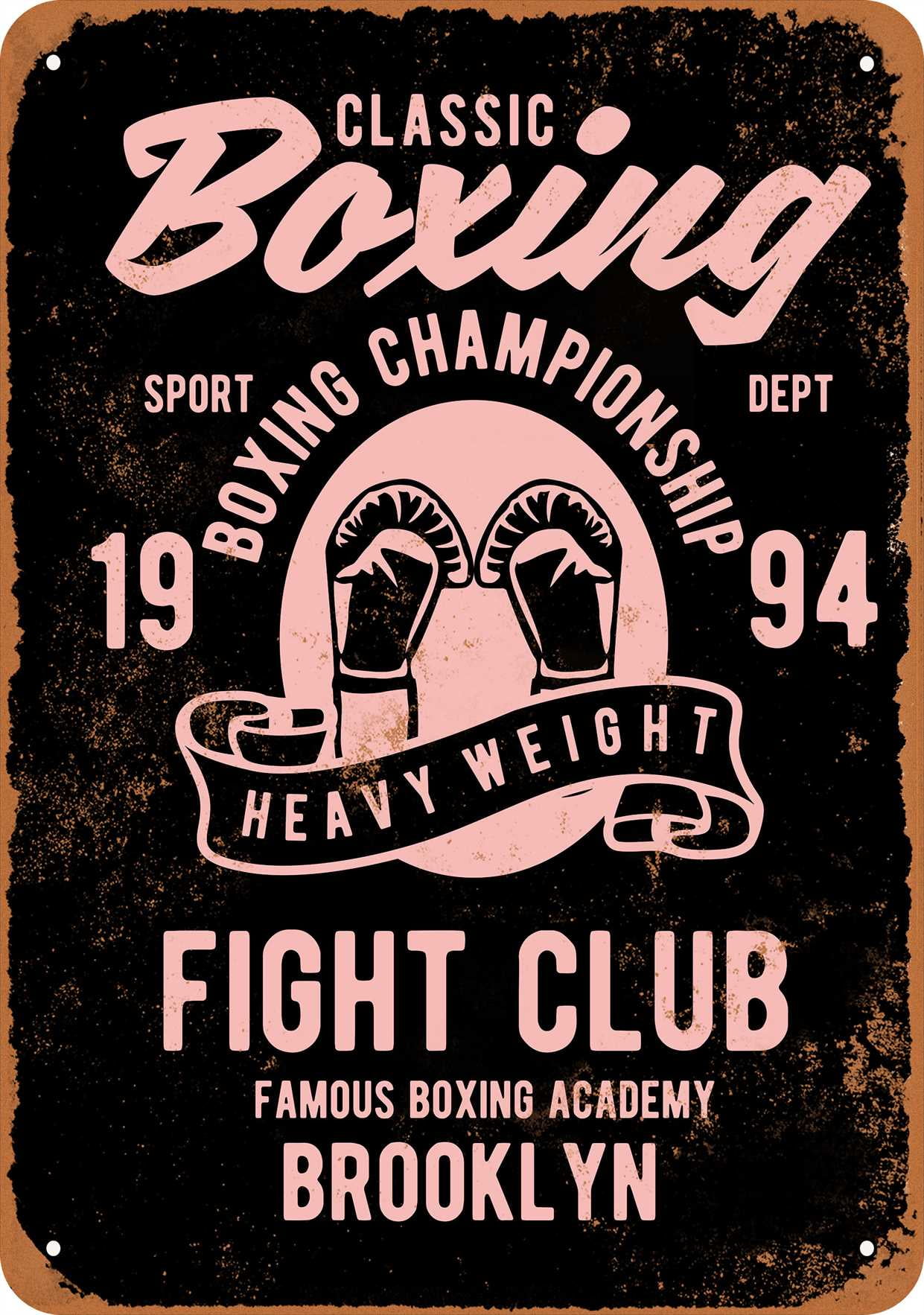 7 x 10 METAL SIGN - Classic Boxing Fight Club (Dark Background ...