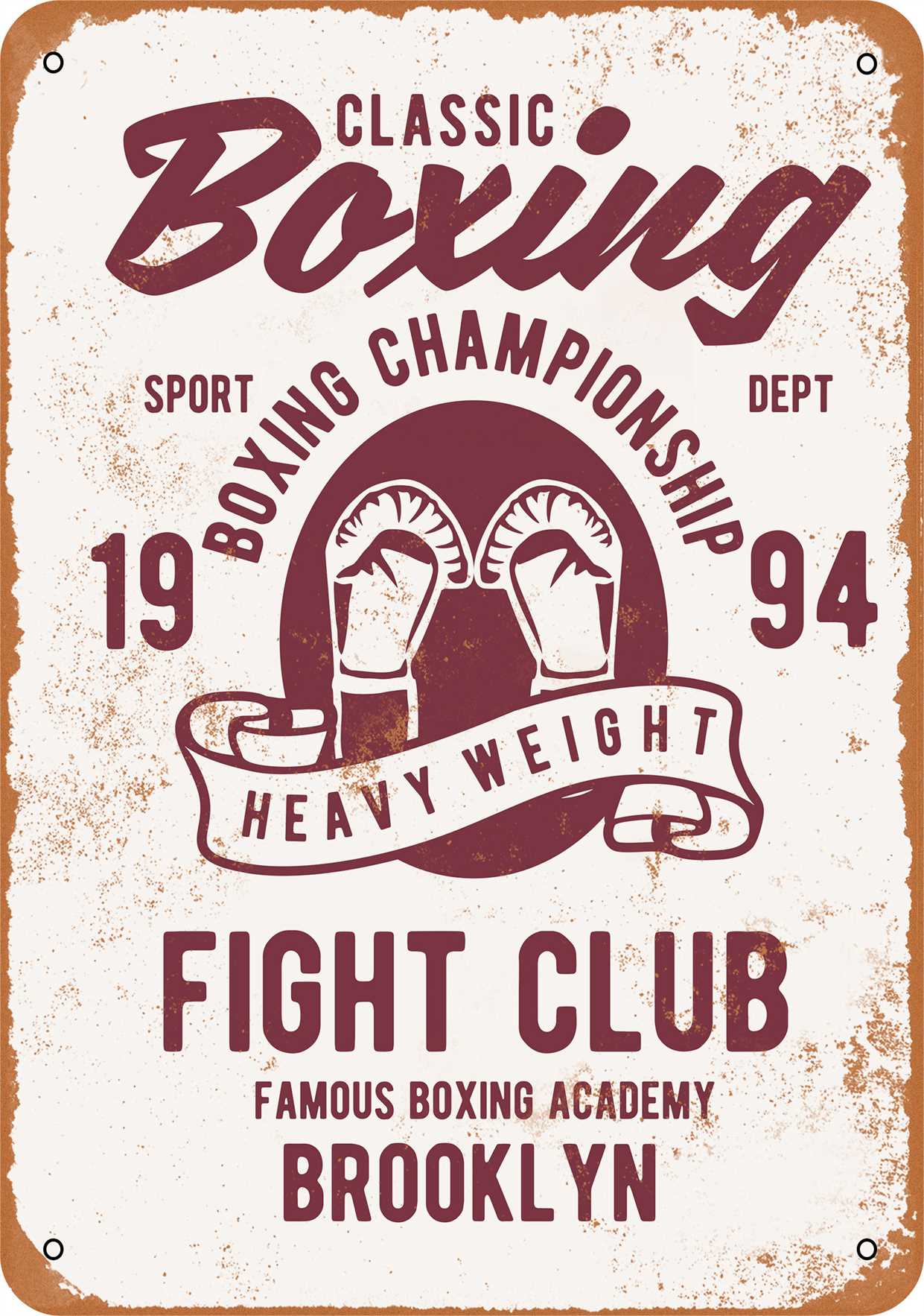 7 x 10 METAL SIGN - Classic Boxing Fight Club - Vintage Rusty Look ...
