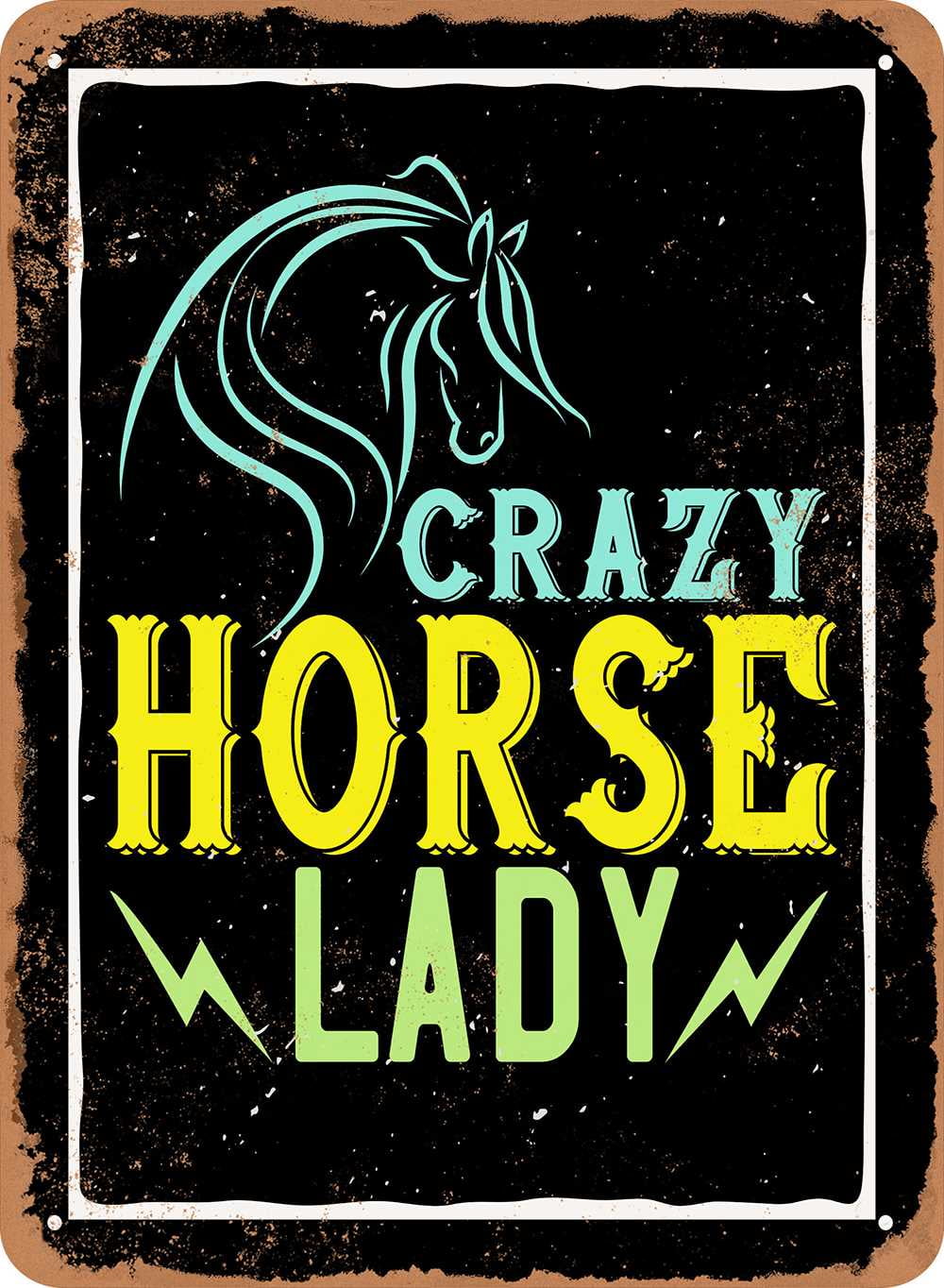 7 x 10 METAL SIGN - Crazy Horse Lady - Vintage Rusty Look - Walmart.com