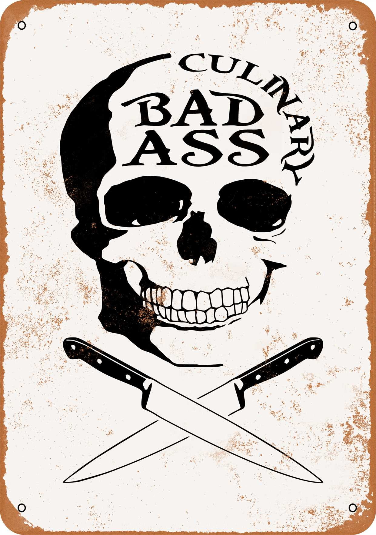 7 x 10 METAL SIGN - Culinary Badass Skull - Vintage Rusty Look ...
