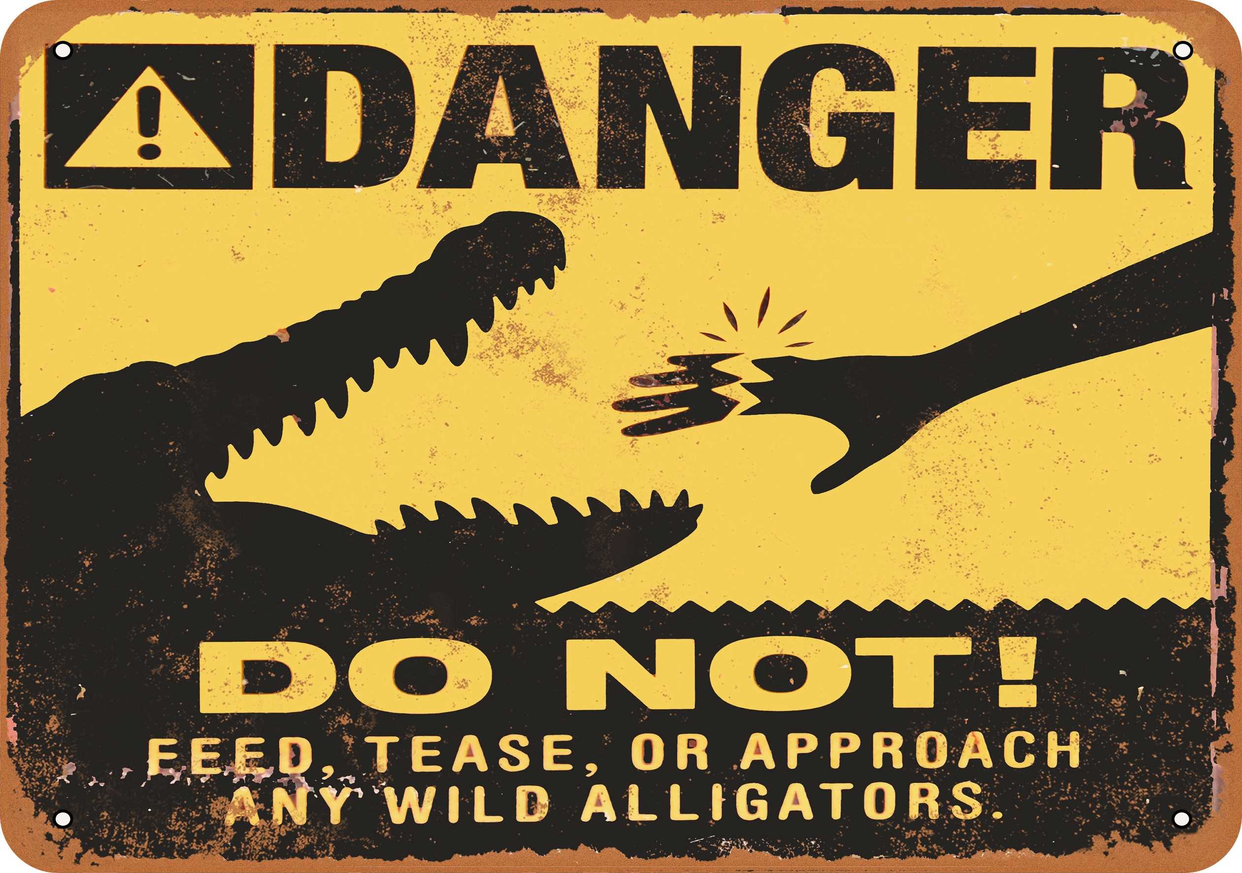 7 x 10 METAL SIGN - Danger Alligators - Vintage Rusty Look - Walmart.com