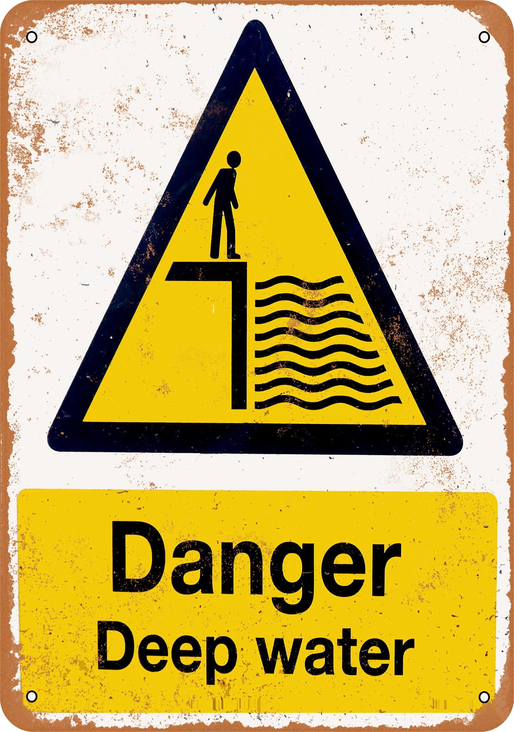 7 x 10 METAL SIGN - Danger Deep Water - Vintage Rusty Look - Walmart.com