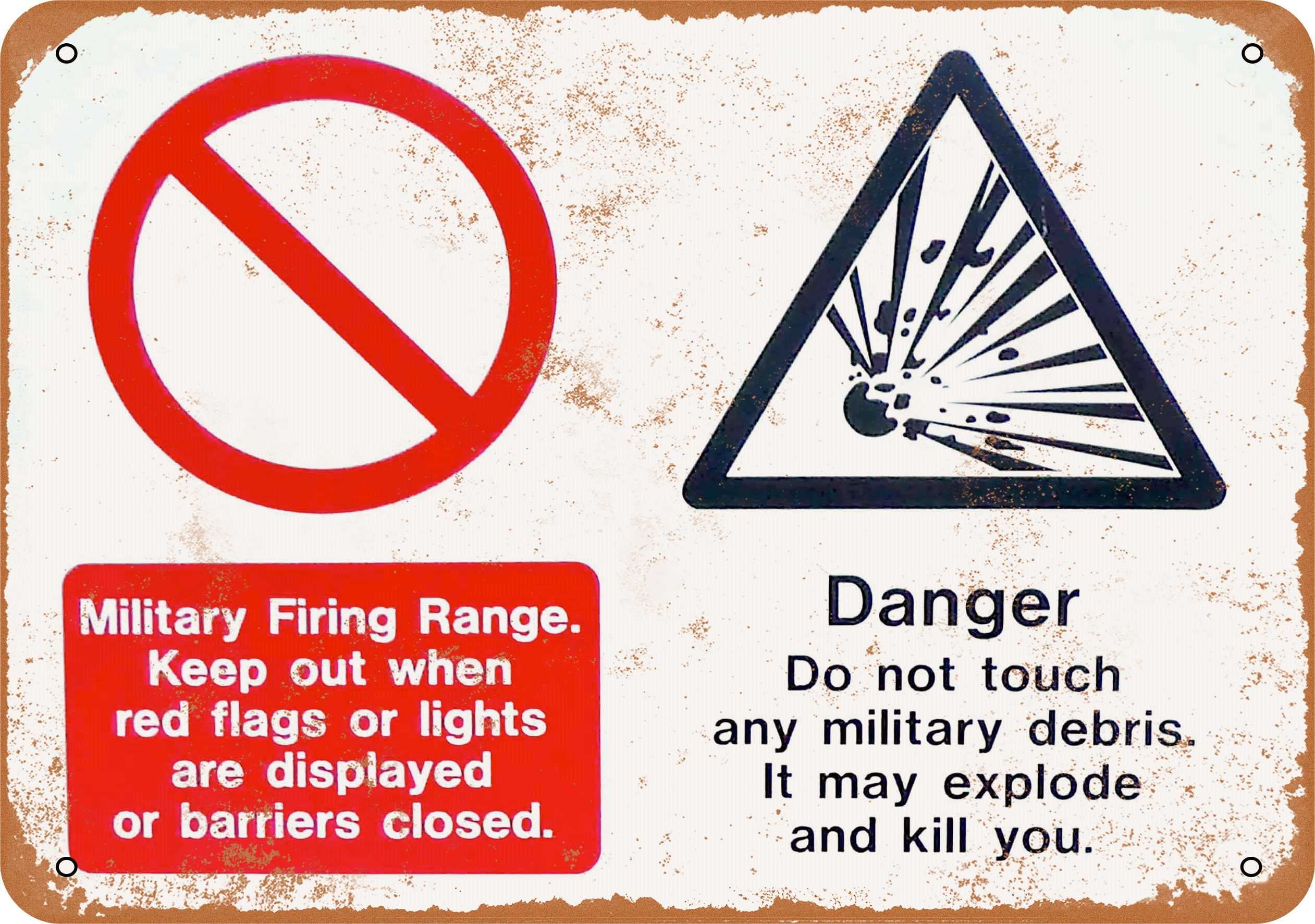 7 x 10 METAL SIGN - Danger Military Firing Range - Vintage Rusty Look ...