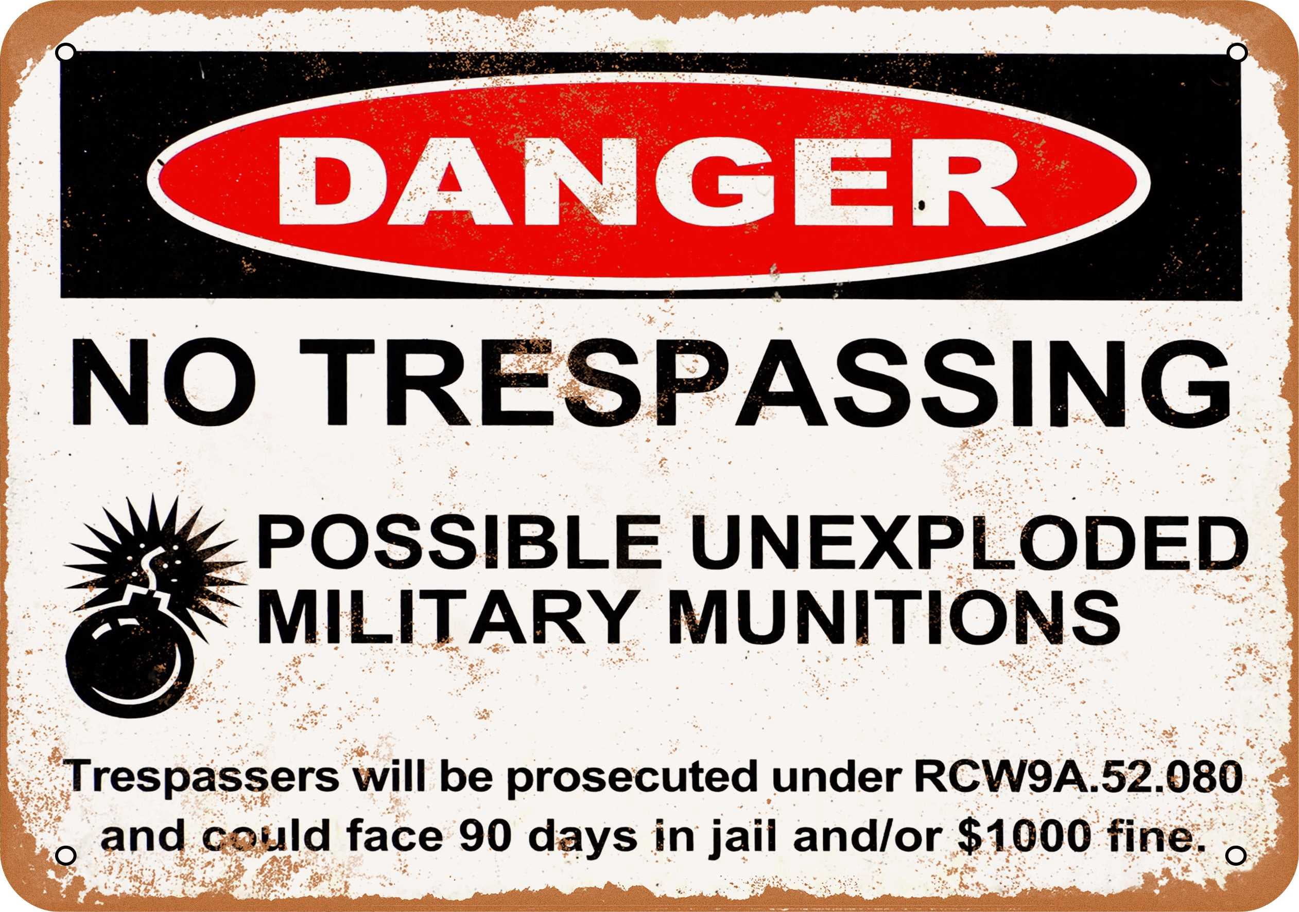 7 x 10 METAL SIGN - Danger Unexploded Military Munitions - Vintage ...