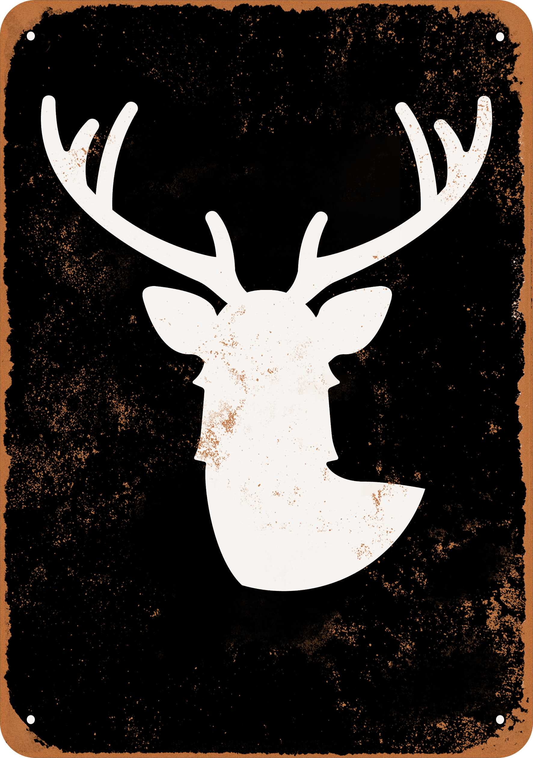 7 x 10 METAL SIGN - Deer Buck Rack (Dark Background) - Vintage Rusty ...