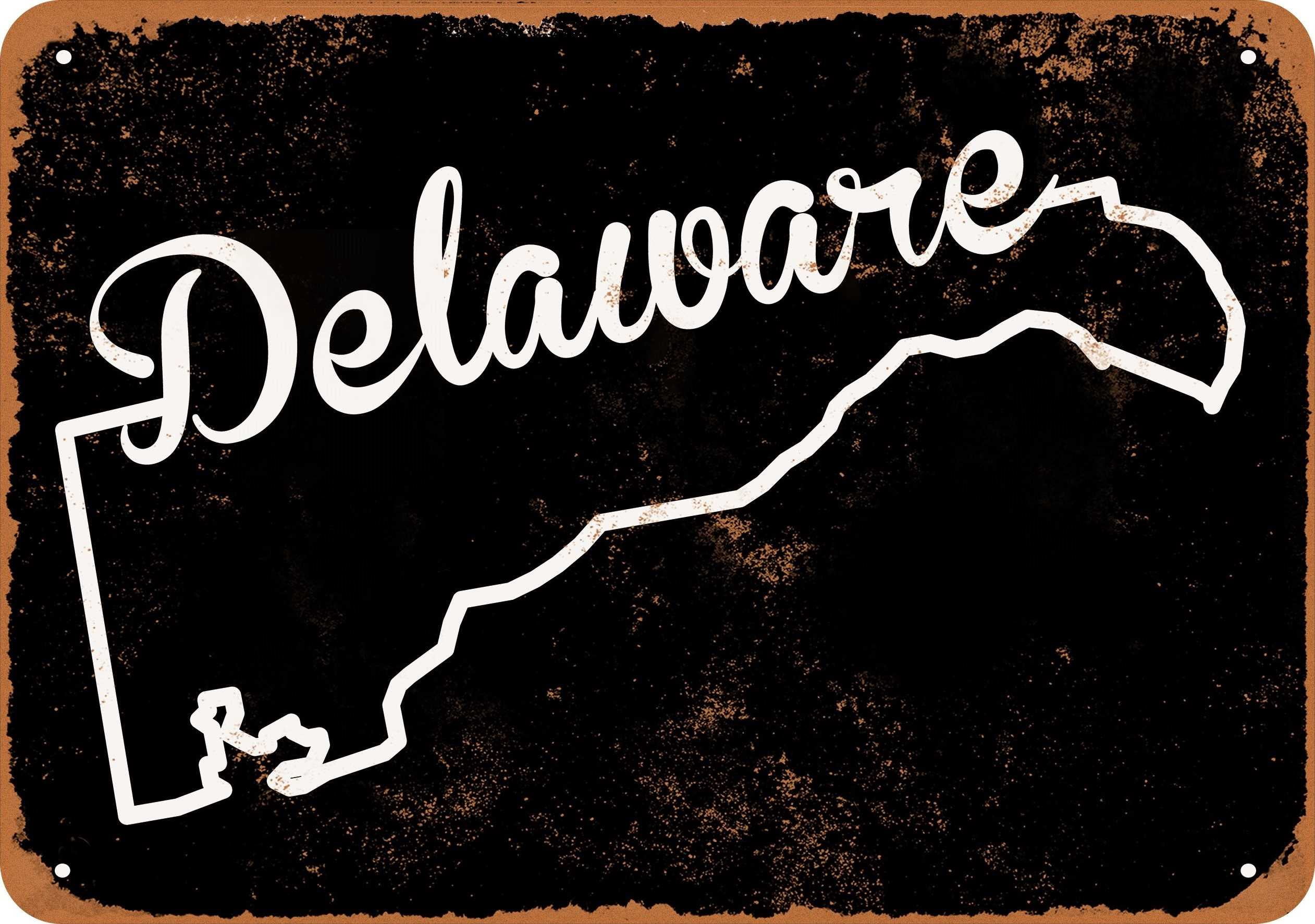 7 x 10 METAL SIGN - Delaware State (Dark Background) - Vintage Rusty ...