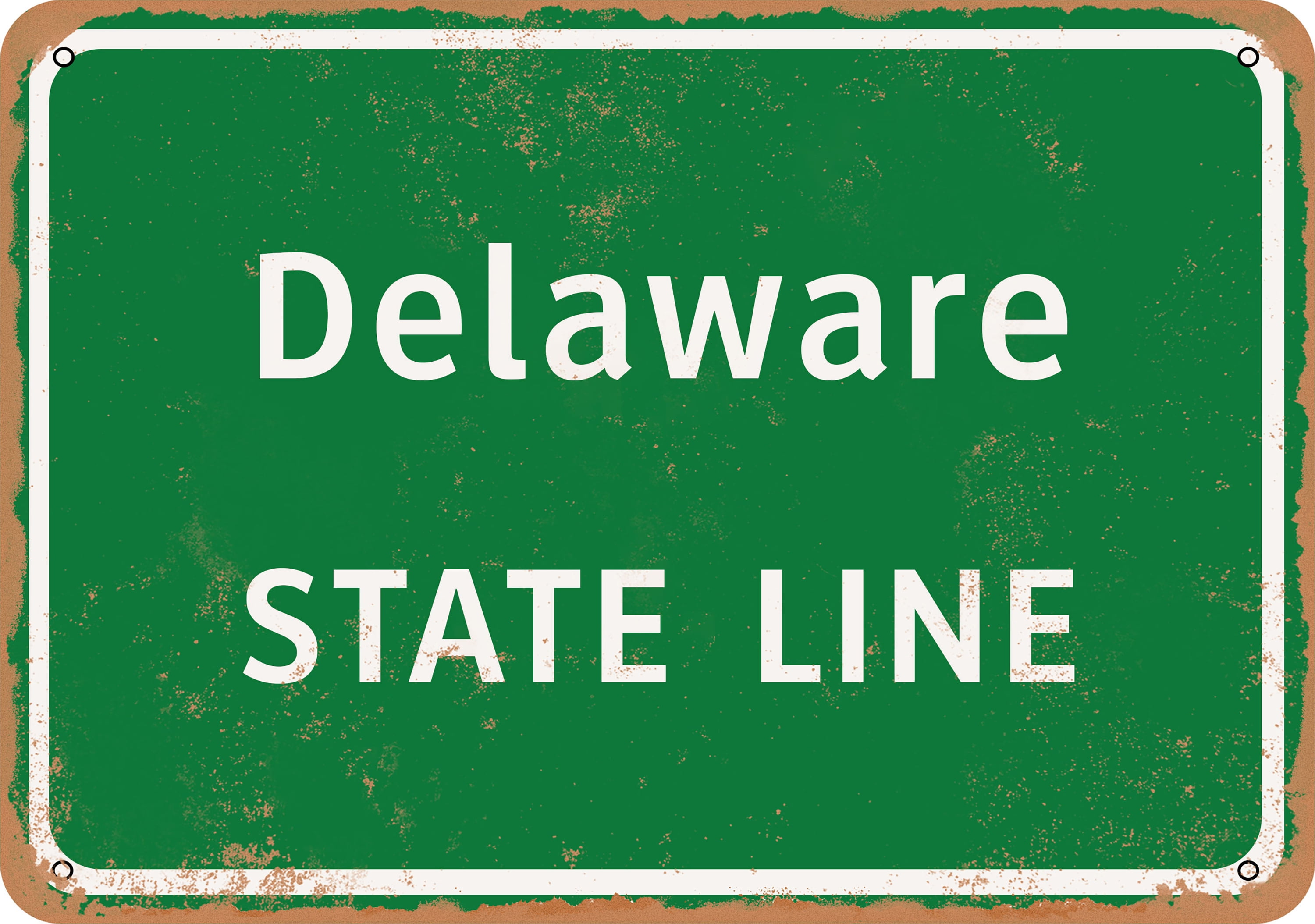 7 x 10 METAL SIGN - Delaware State Line - Vintage Rusty Look - Walmart.com