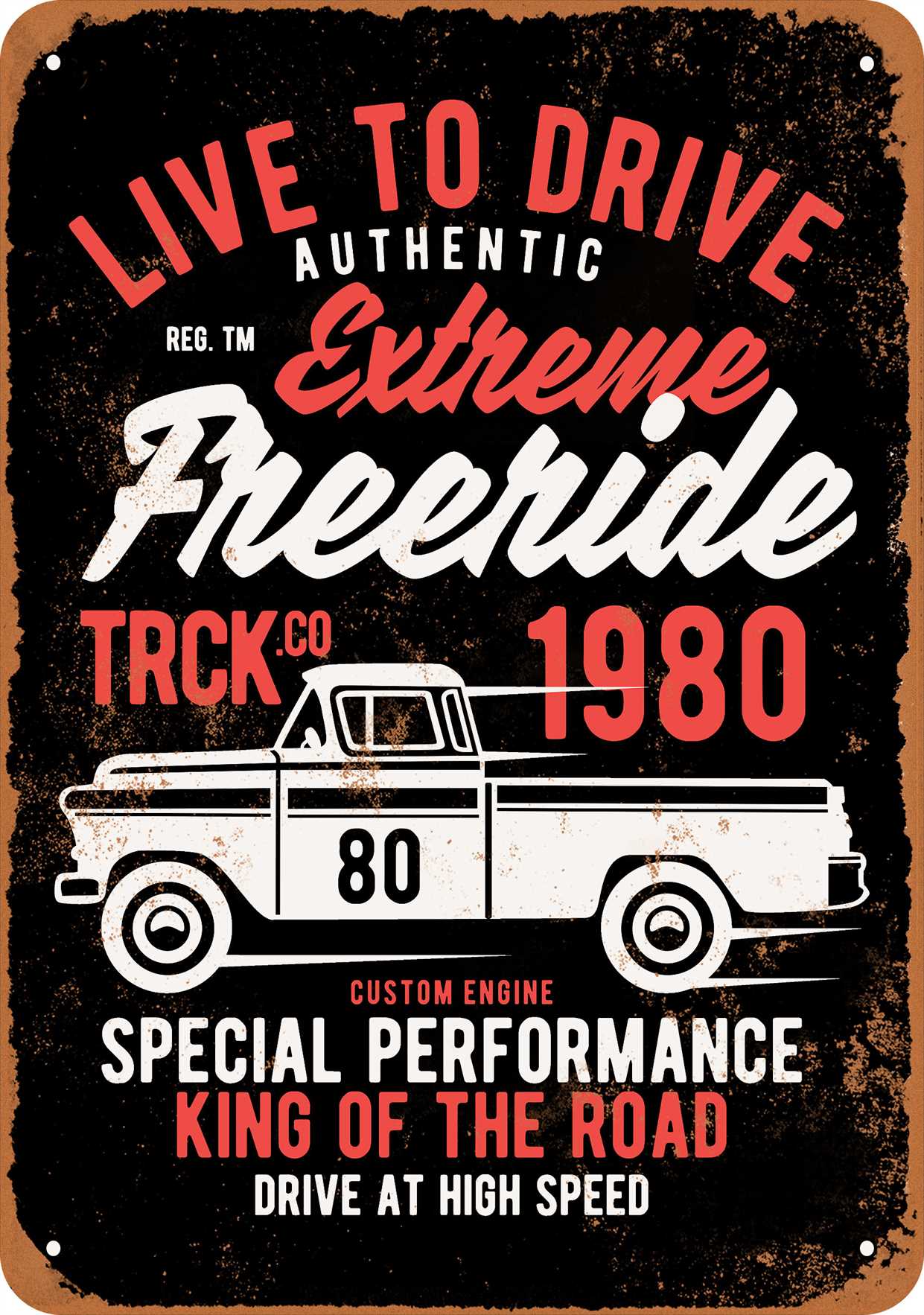 7 x 10 METAL SIGN - Extreme Freeride Truck (Dark Background) - Vintage ...