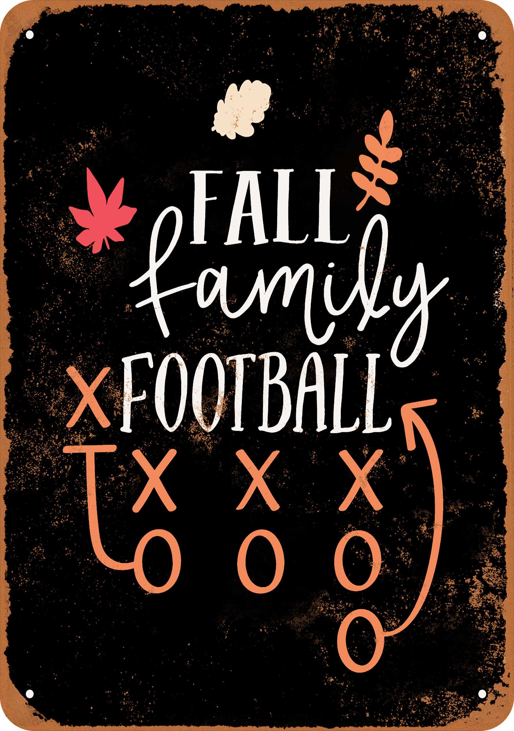 7 x 10 METAL SIGN - Fall Family Football 2 (Dark Background) - Vintage ...