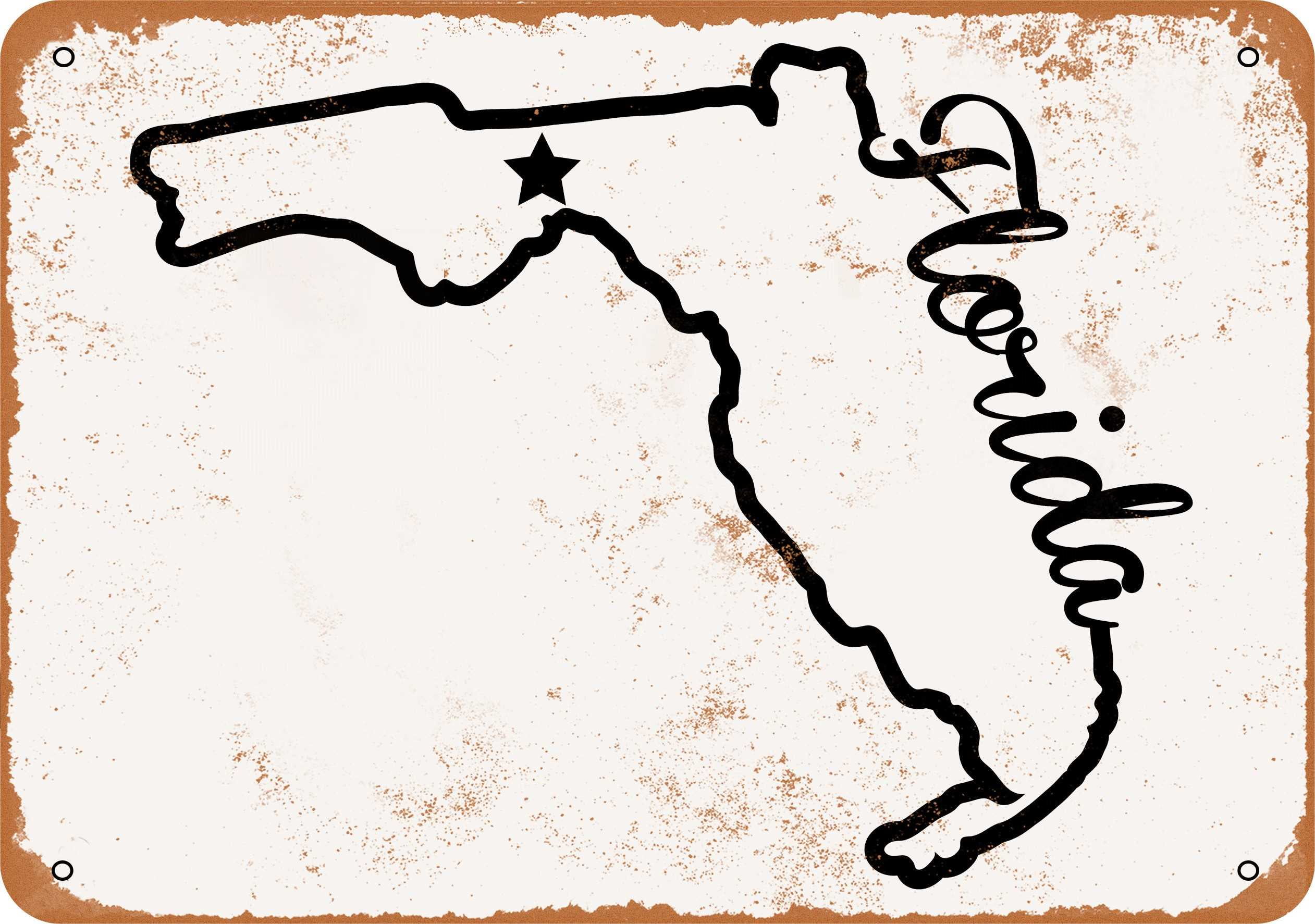 7 x 10 METAL SIGN - Florida State 3 - Vintage Rusty Look - Walmart.com