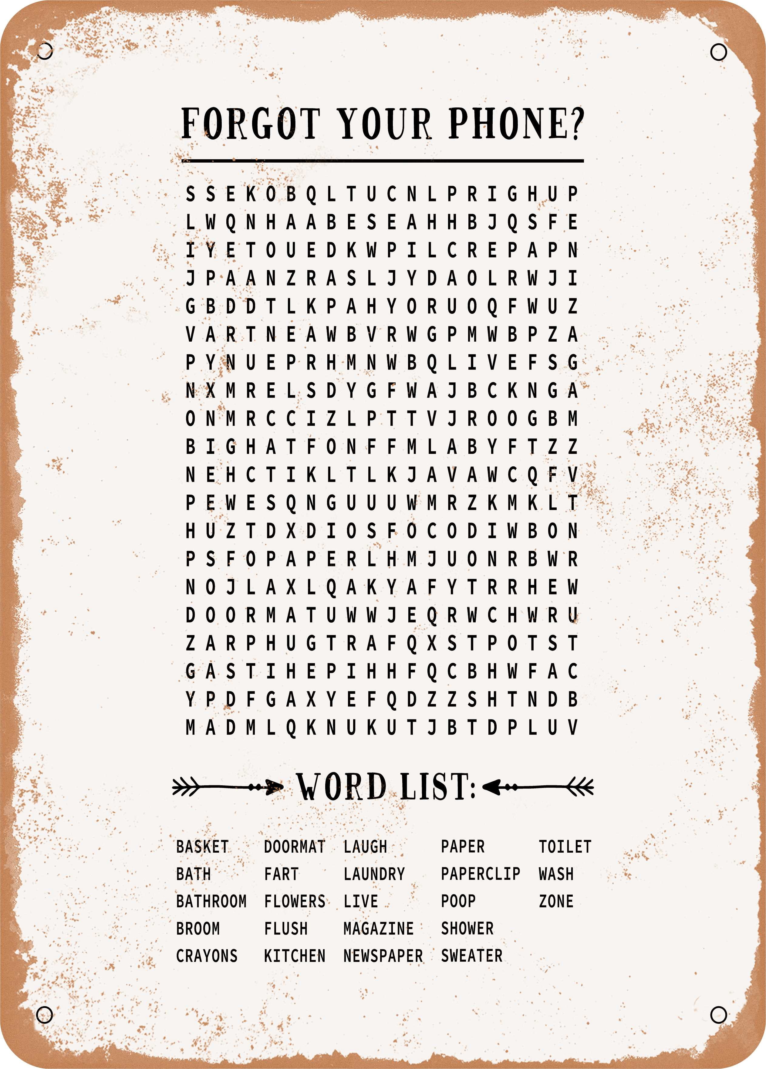 7 x 10 METAL SIGN - Forgot Your Phone Word Search - Vintage Rusty Look ...
