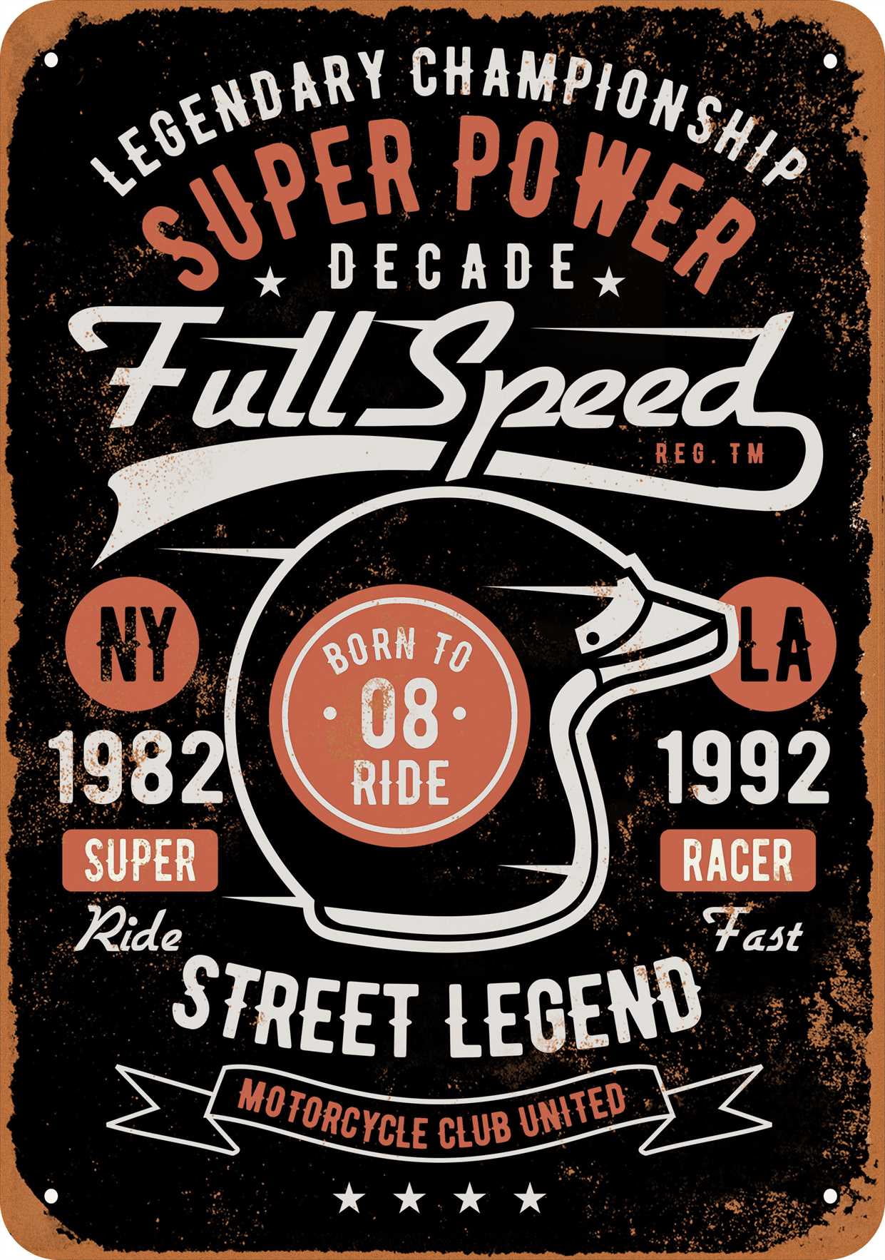 7 x 10 METAL SIGN - Full Speed Super Power Motorcycle Club (Dark ...