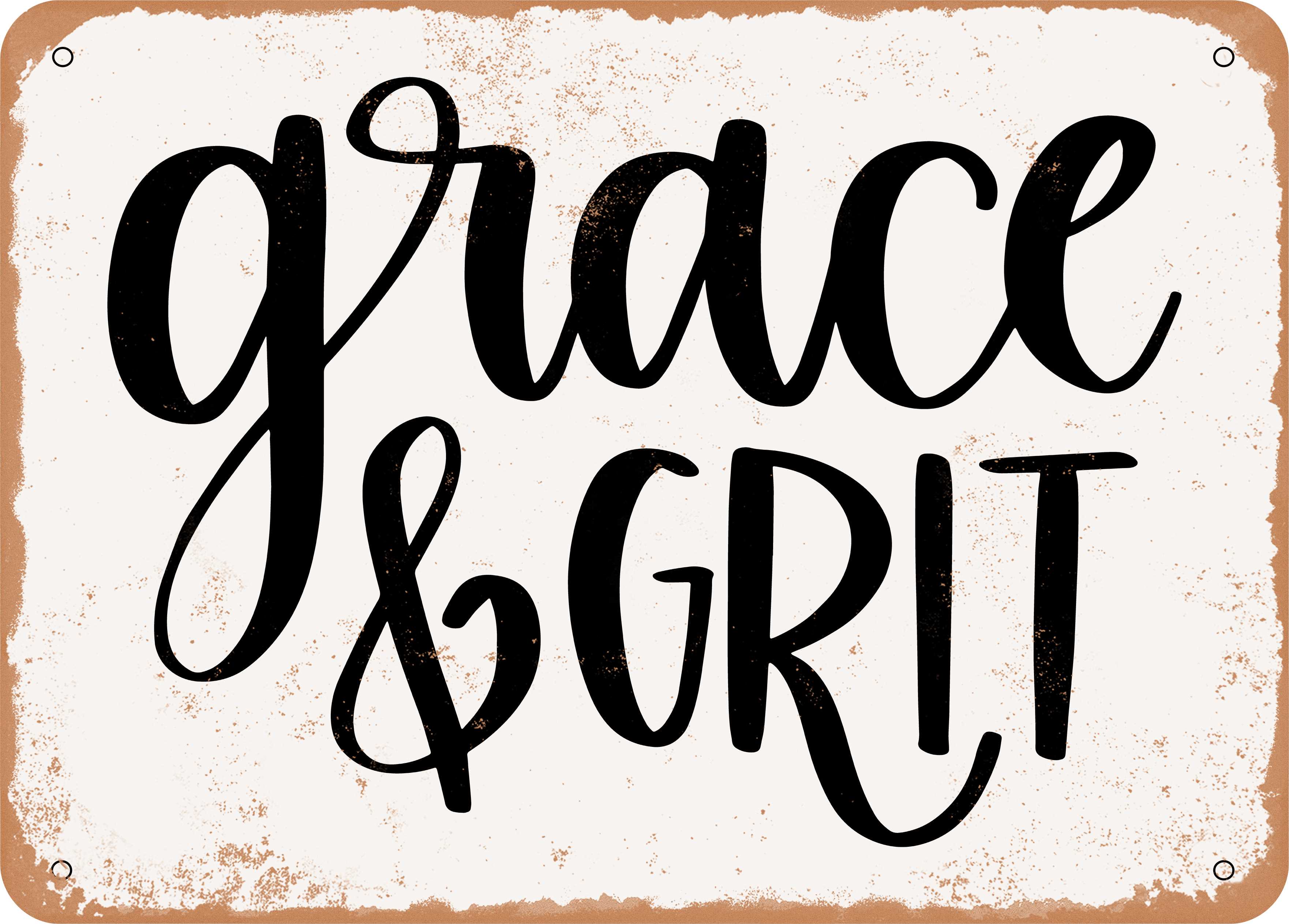 7 x 10 METAL SIGN - Grace and Grit - Vintage Rusty Look - Walmart.com