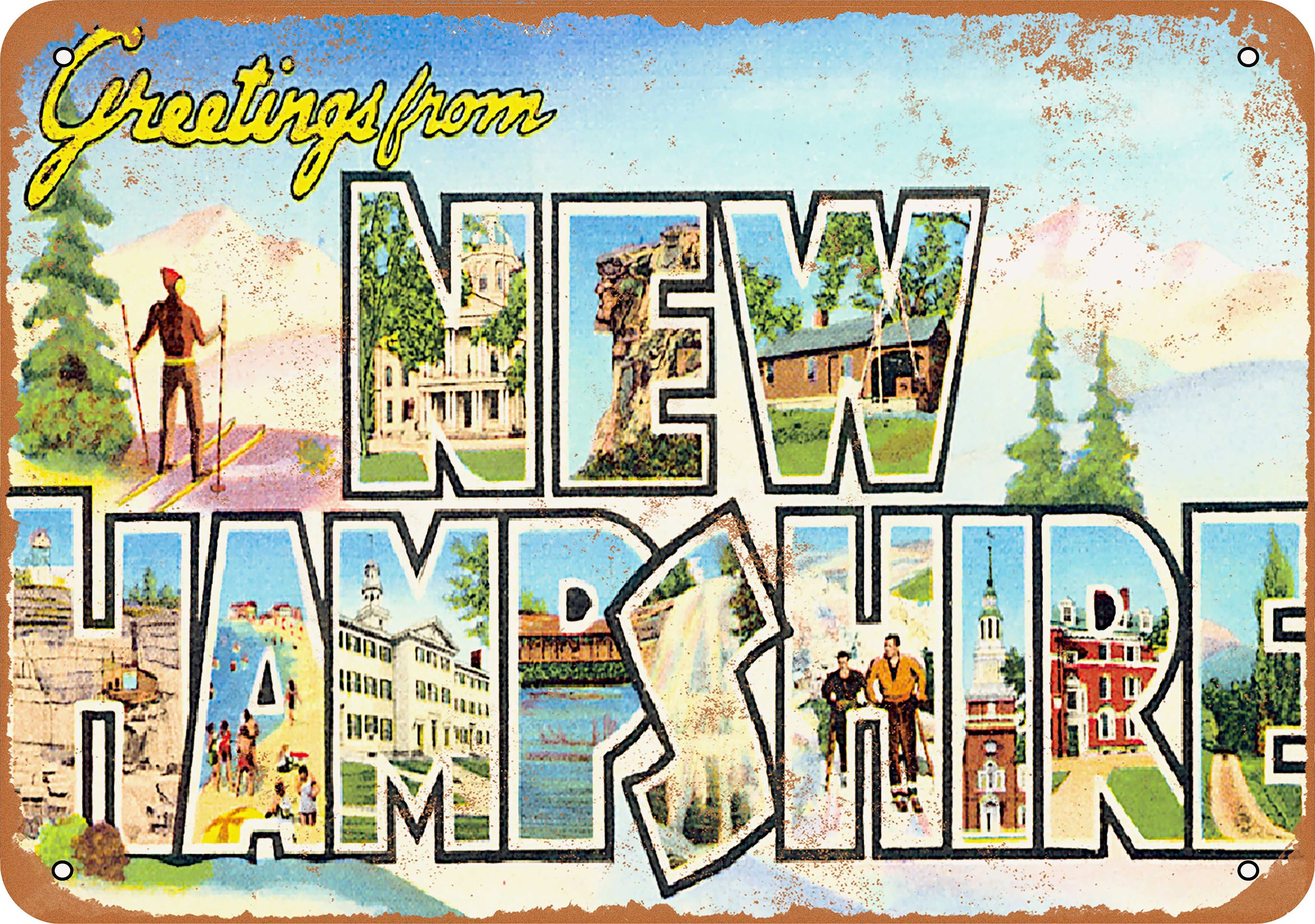 7 x 10 METAL SIGN - Greetings From New Hampshire - Vintage Rusty Look ...