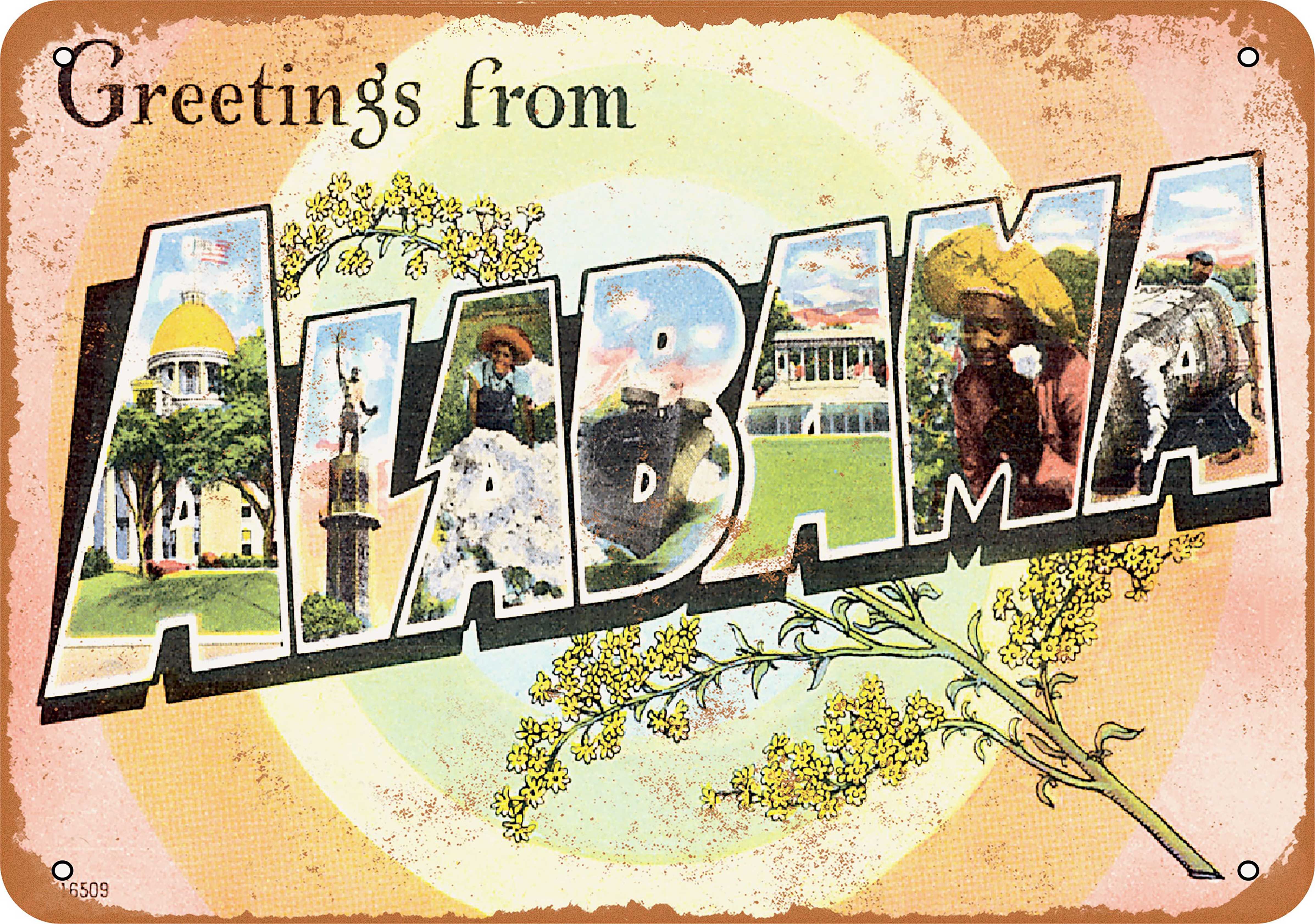 7 x 10 METAL SIGN - Greetings from Alabama - Vintage Rusty Look ...