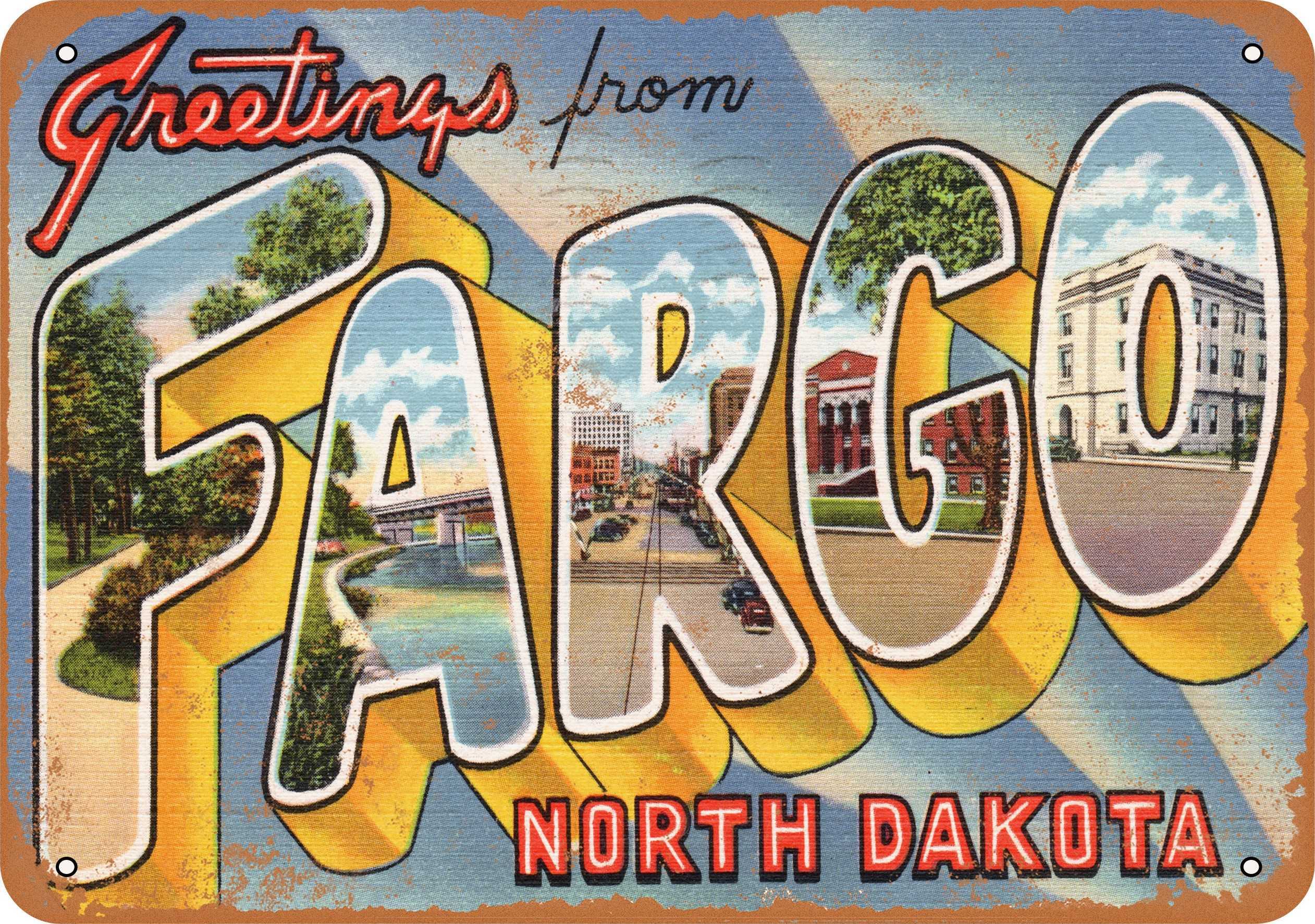 7 x 10 METAL SIGN - Greetings from Fargo - Vintage Rusty Look - Walmart.com
