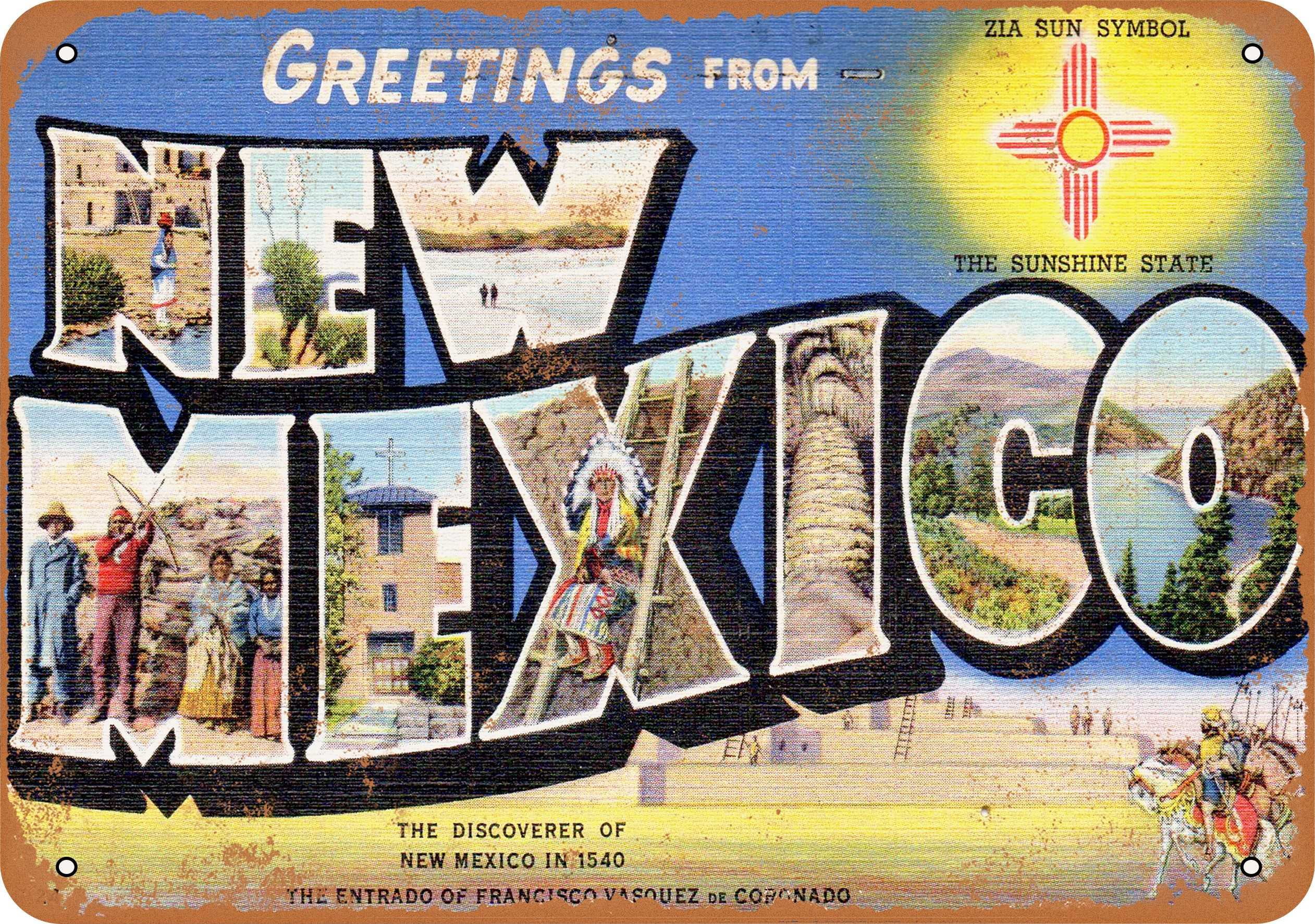 7 x 10 METAL SIGN - Greetings from New Mexico - Vintage Rusty Look ...