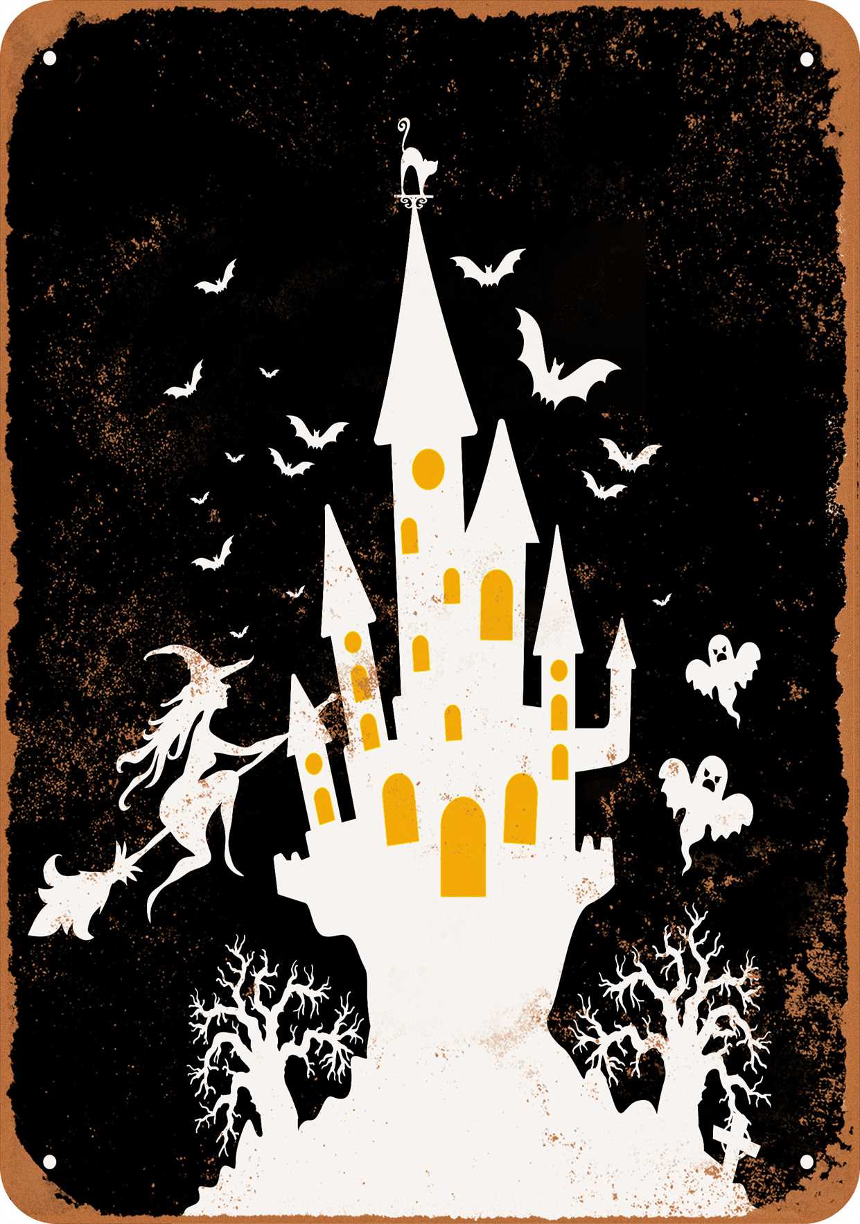 7 x 10 METAL SIGN - Haunted House (Dark Background) - Vintage Rusty ...