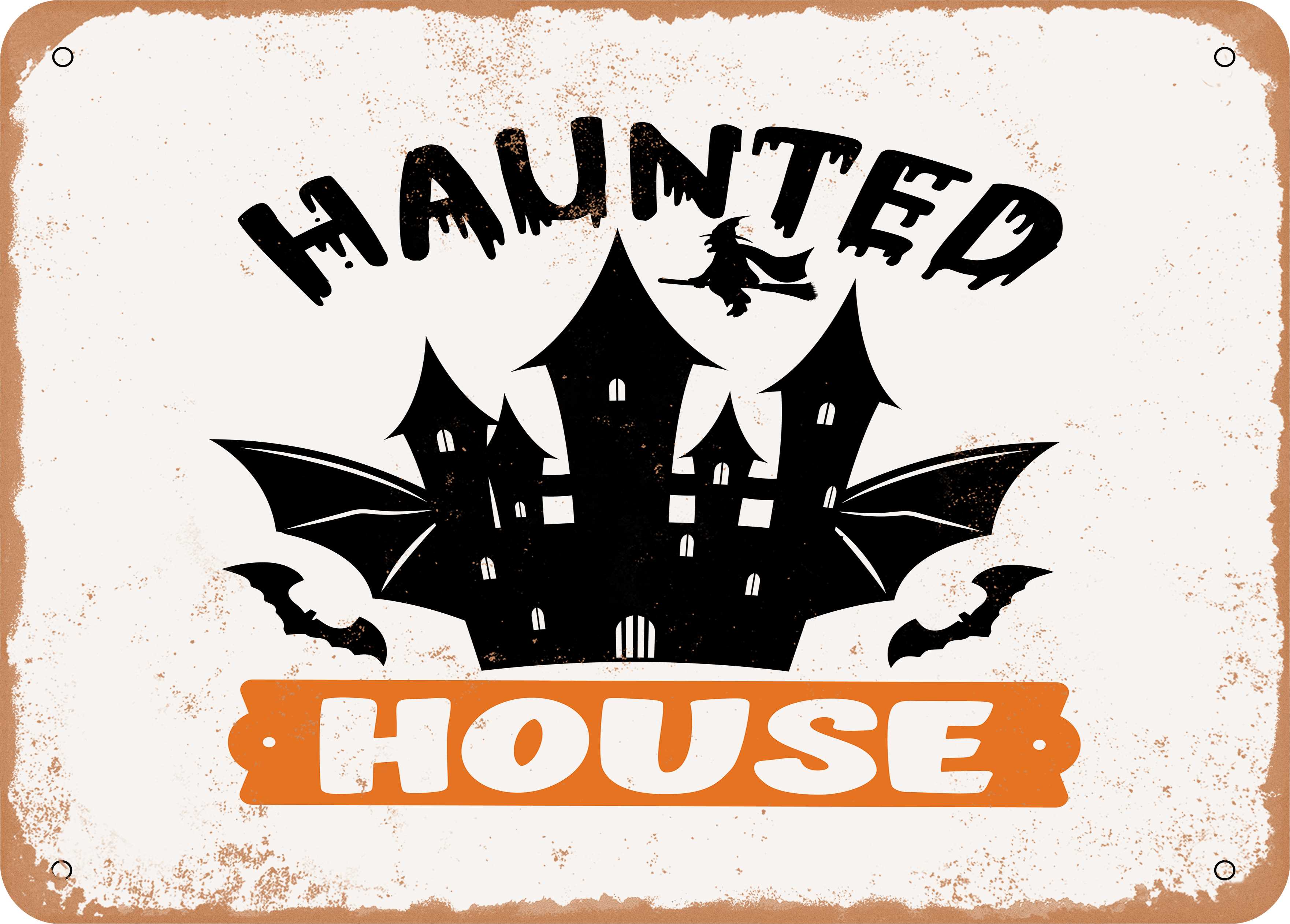7 x 10 METAL SIGN - Haunted House - Vintage Rusty Look - Walmart.com