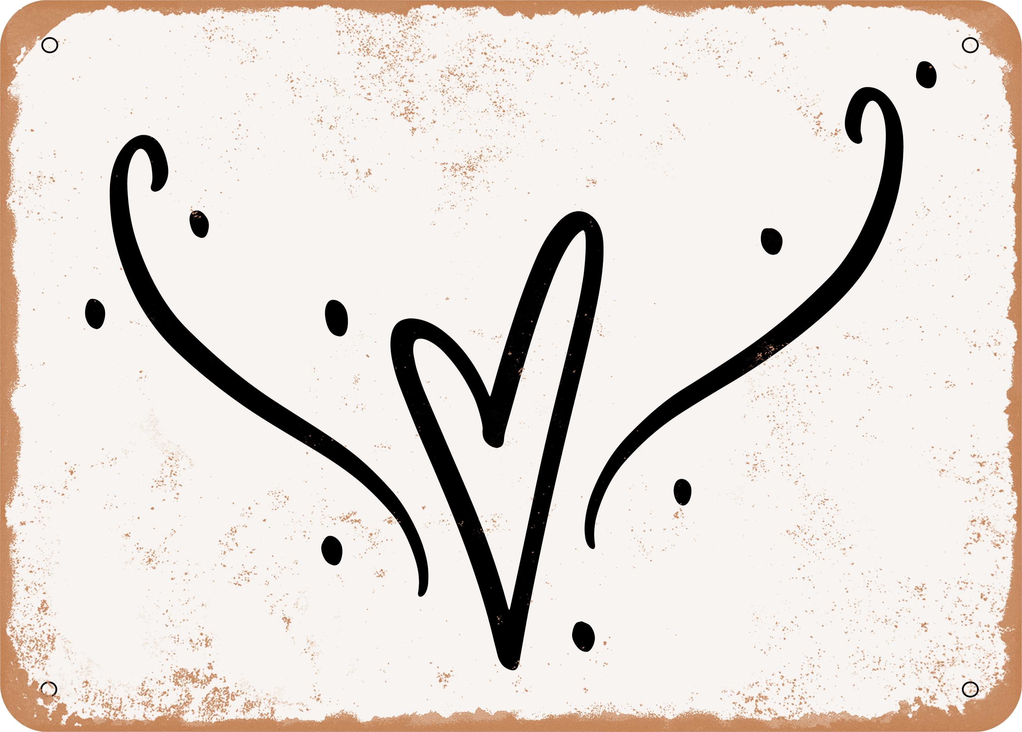 7 x 10 METAL SIGN - Heart Flourish - Vintage Rusty Look - Walmart.com