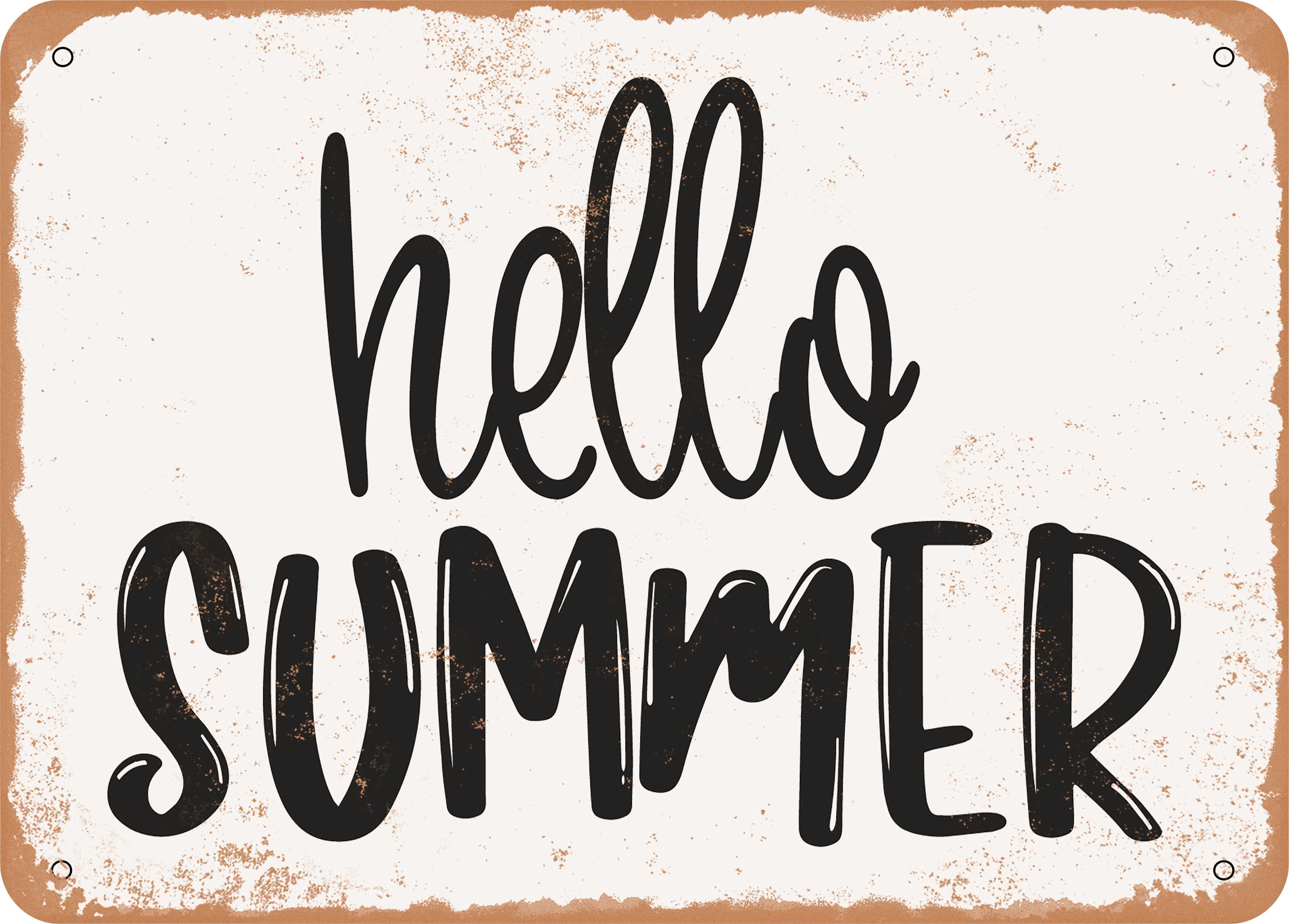 7 x 10 METAL SIGN - Hello Summer3 - Vintage Rusty Look - Walmart.com