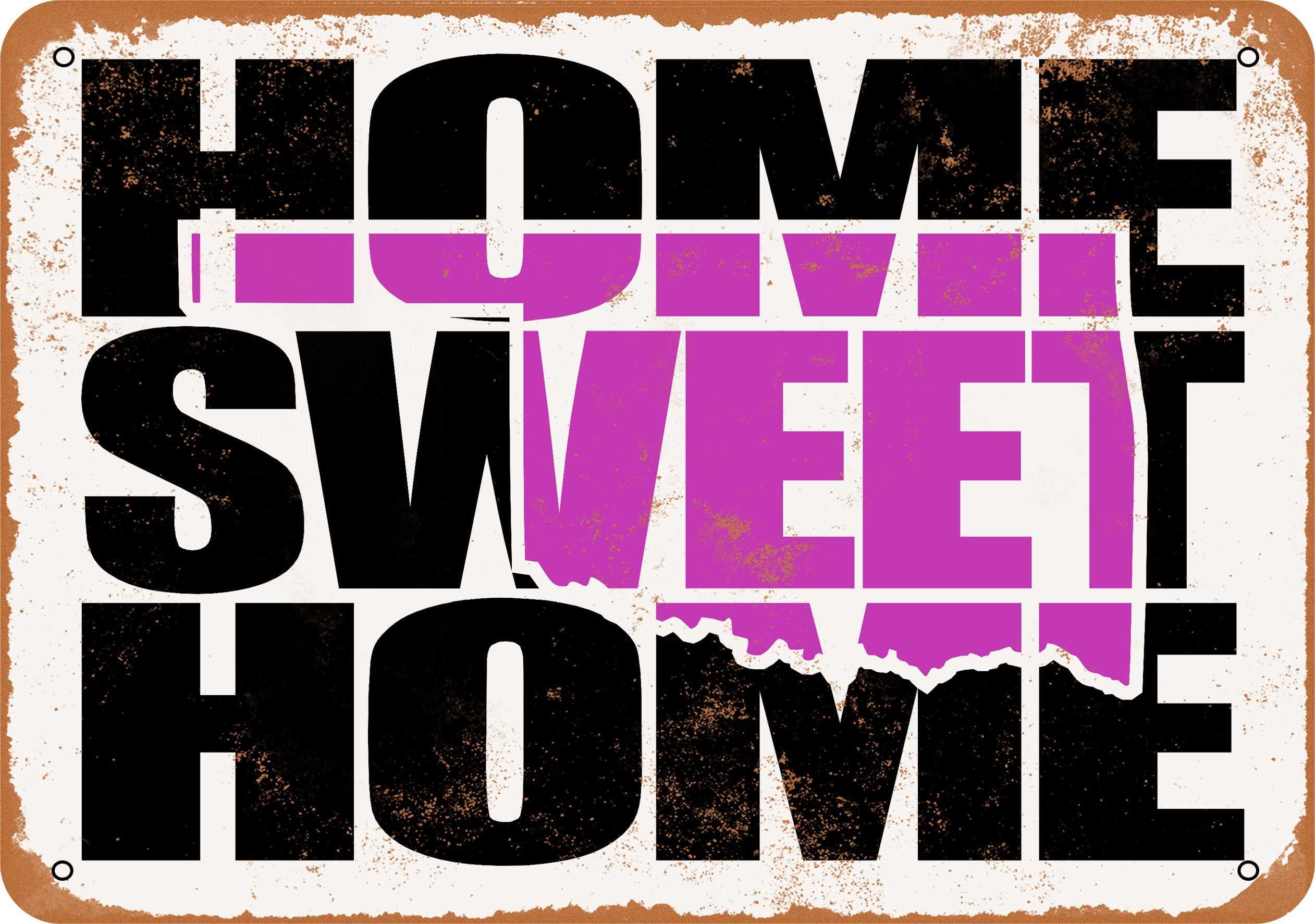7 x 10 METAL SIGN - Home Sweet Home Oklahoma Purple - Vintage Rusty ...