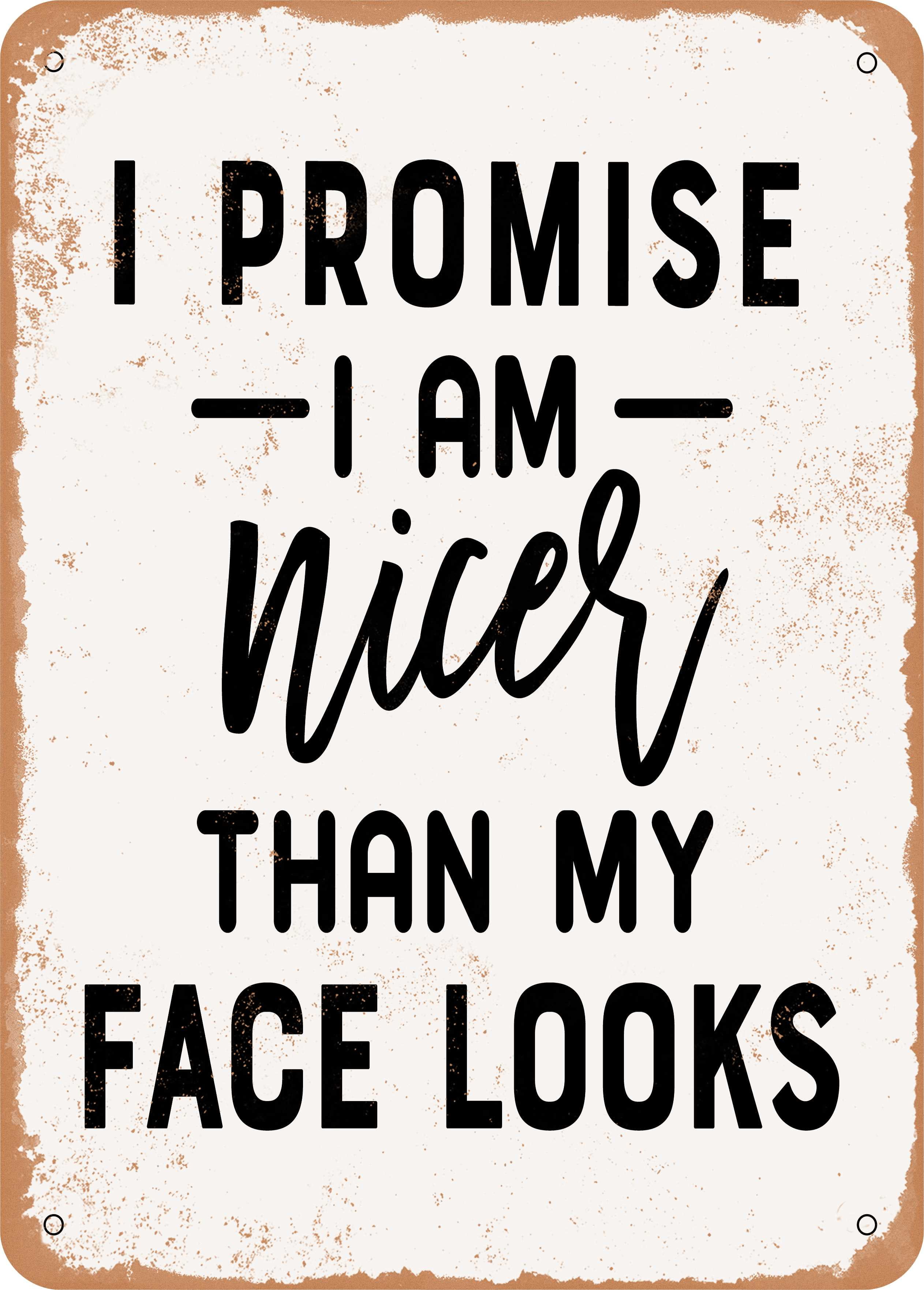 7 x 10 METAL SIGN - I Promise I'm Nicer Than My Face Looks 2 - Vintage ...
