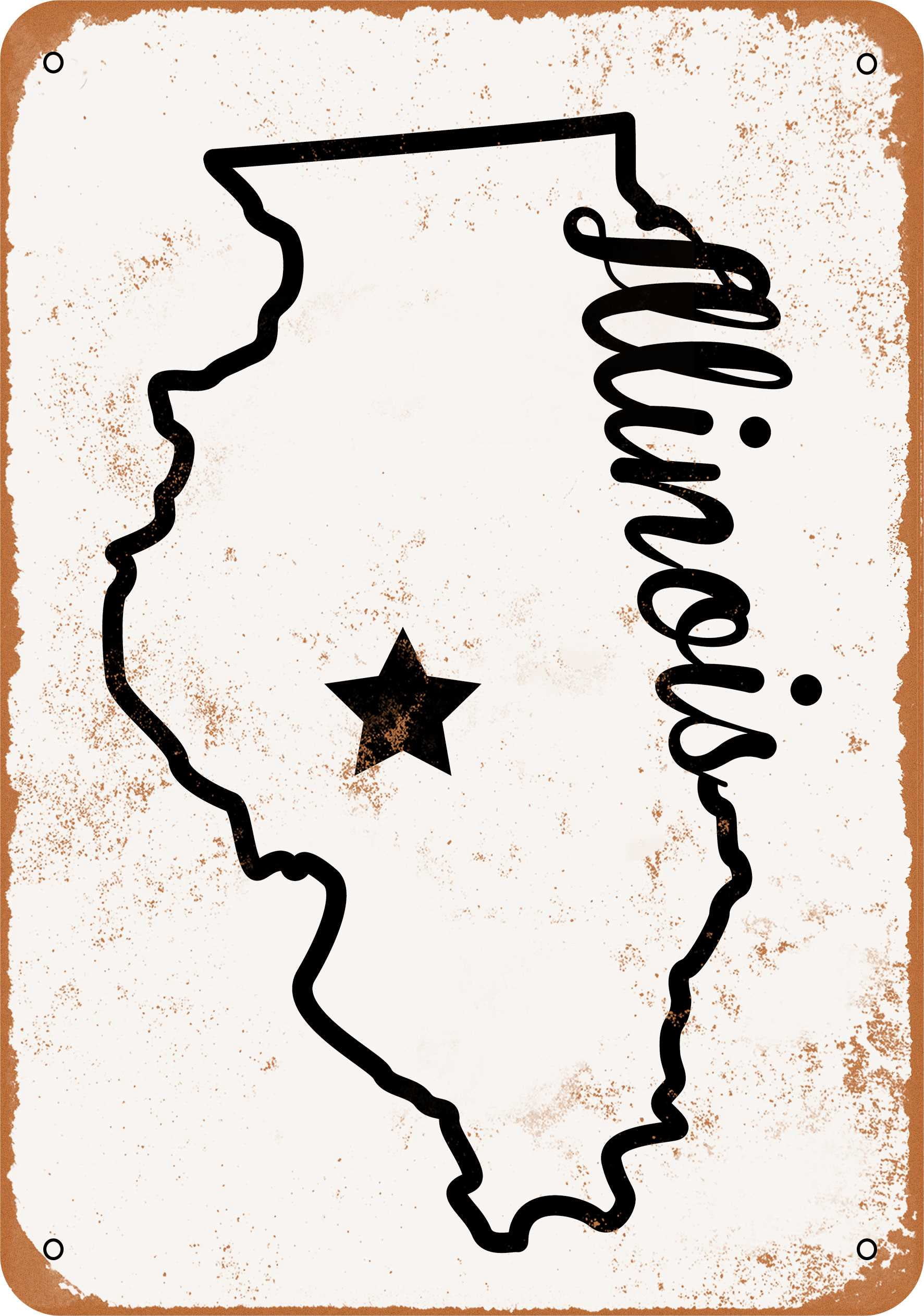 7 x 10 METAL SIGN - Illinois State 2 - Vintage Rusty Look - Walmart.com