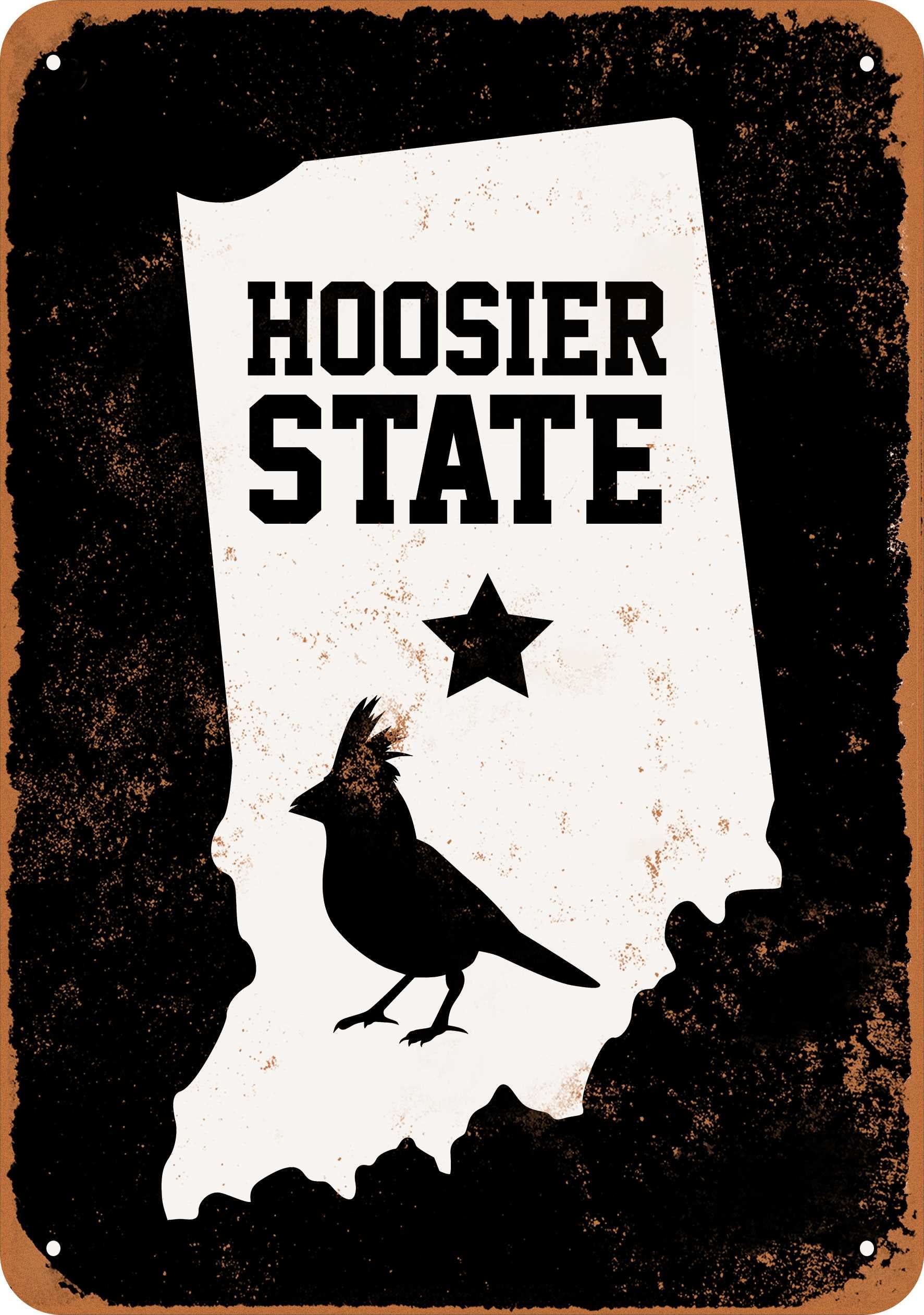 7 x 10 METAL SIGN - Indiana State (Dark Background) - Vintage Rusty ...