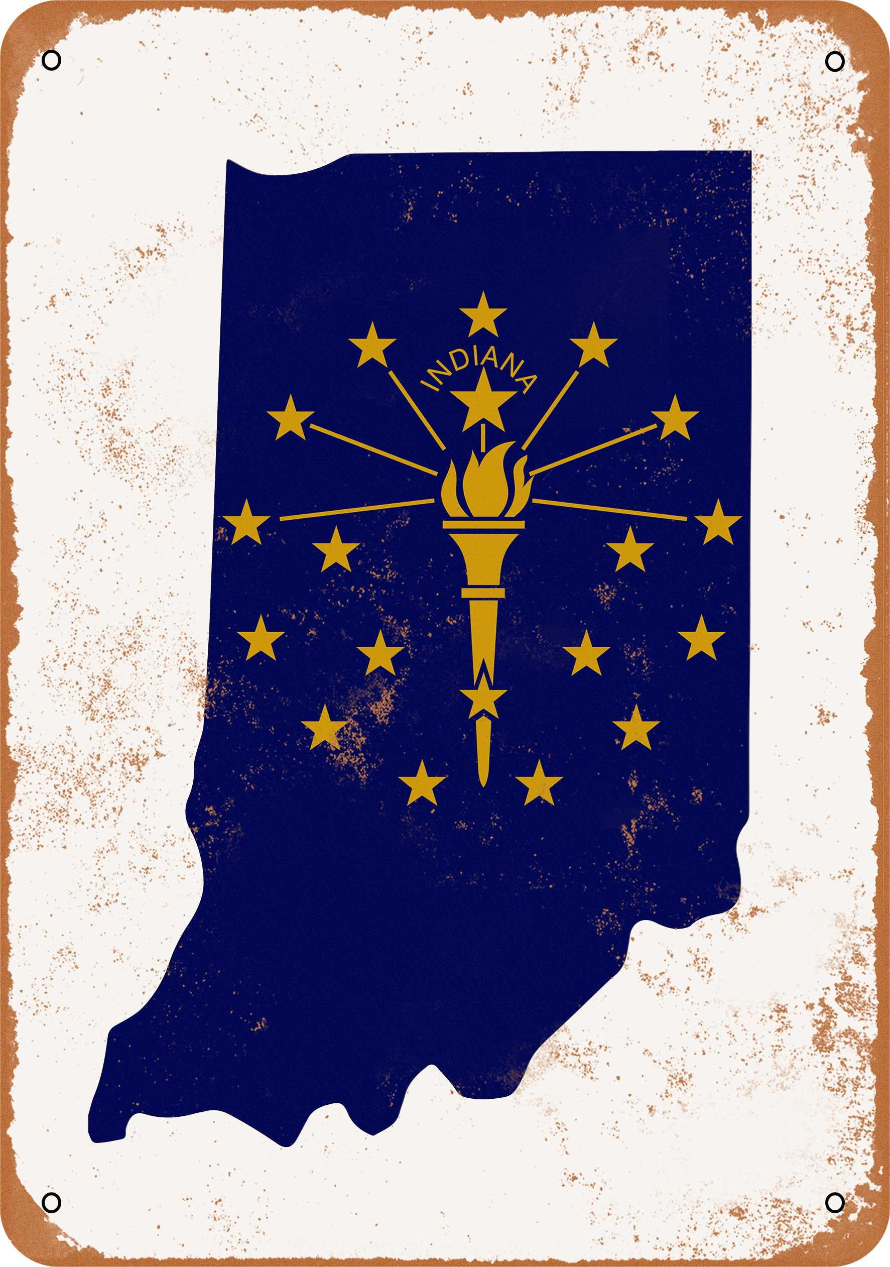 7 x 10 METAL SIGN - Indiana State Flag Design - Vintage Rusty Look ...