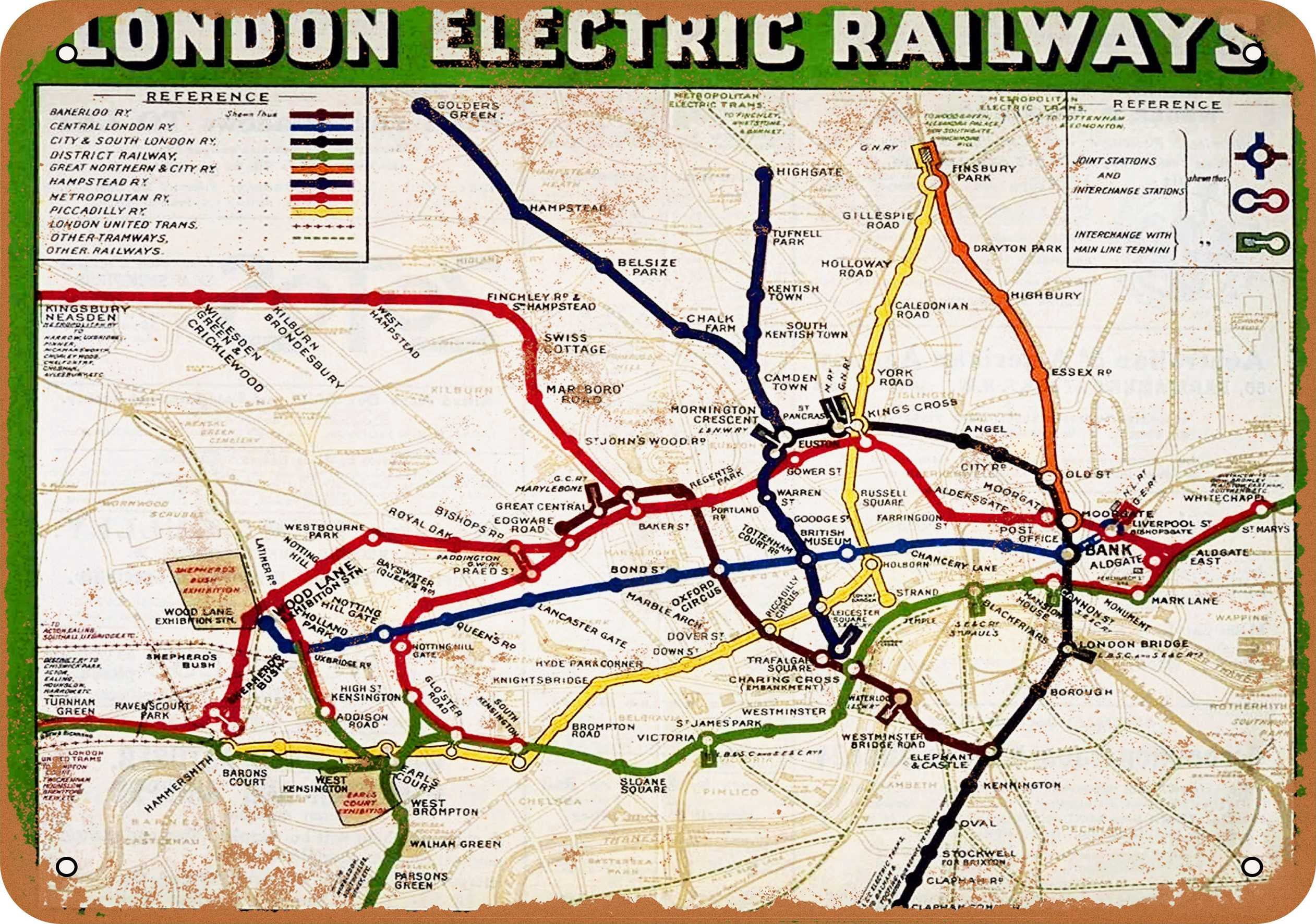 7 x 10 METAL SIGN - London Electric Railways - Vintage Rusty Look ...