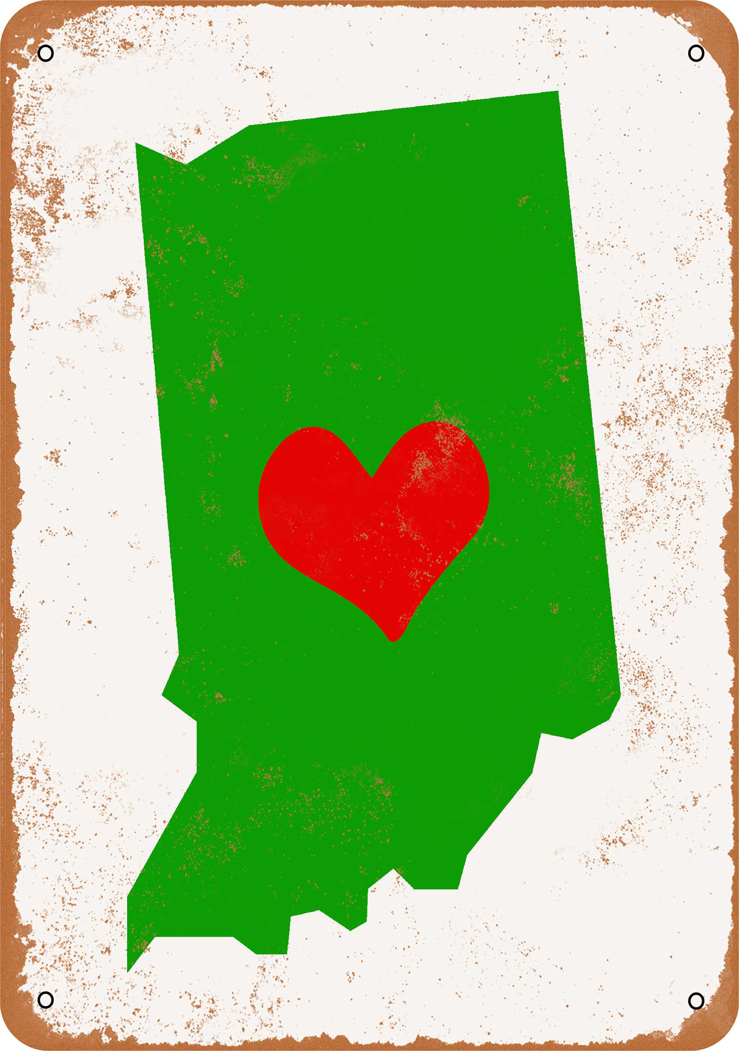 7 x 10 METAL SIGN - Love Heart Indiana - Vintage Rusty Look - Walmart.com