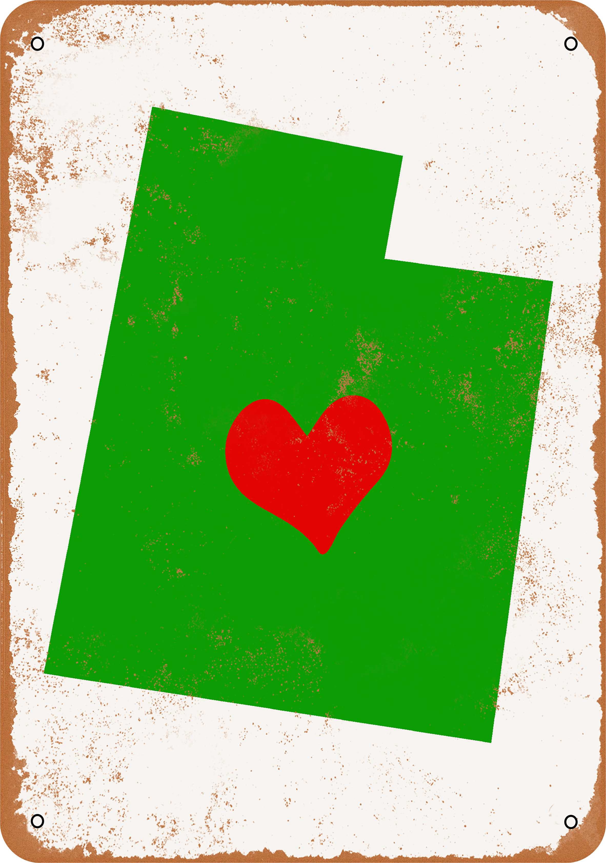 7 x 10 METAL SIGN - Love Heart Utah - Vintage Rusty Look - Walmart.com