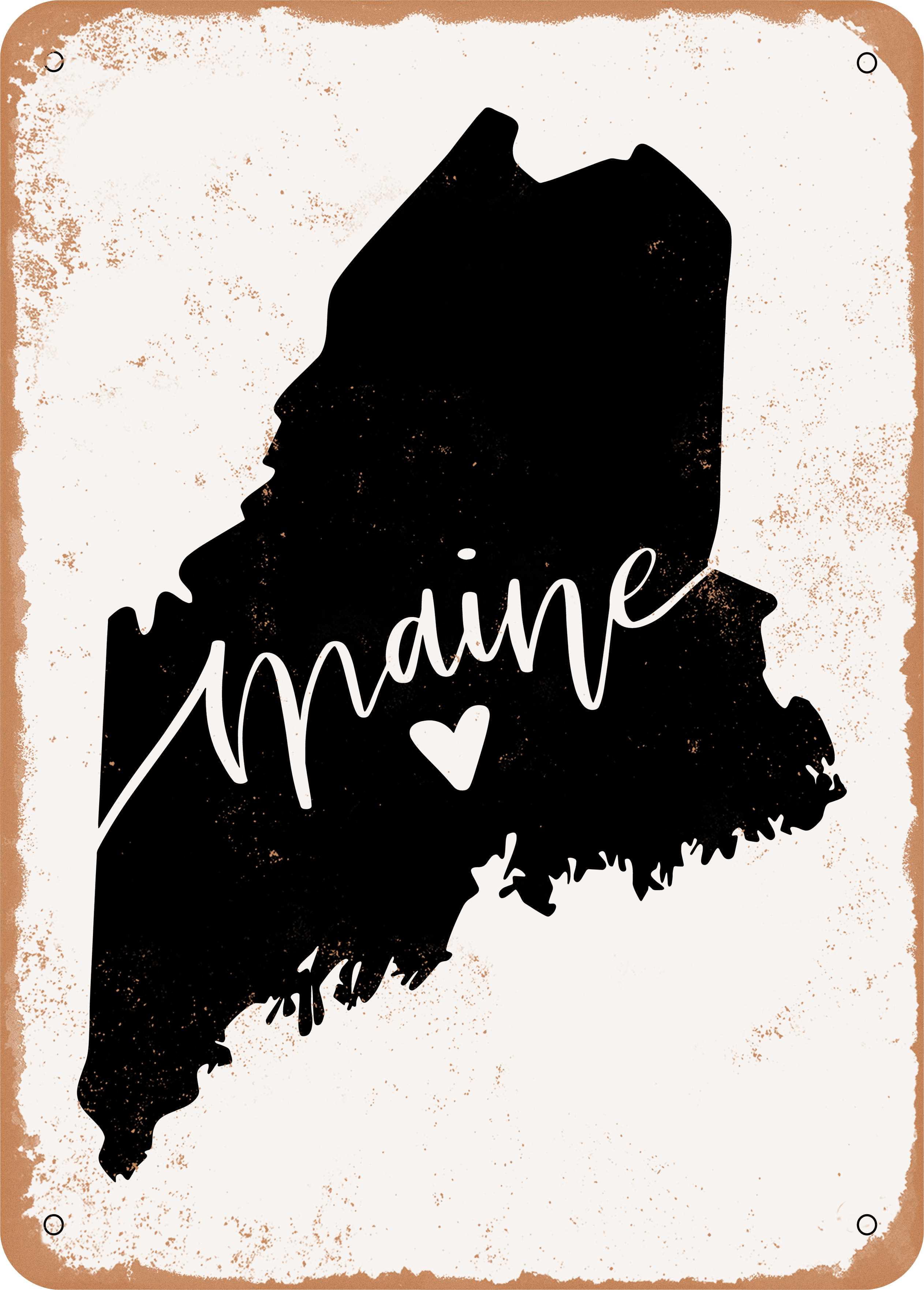 7 x 10 METAL SIGN - Maine Heart - Vintage Rusty Look - Walmart.com