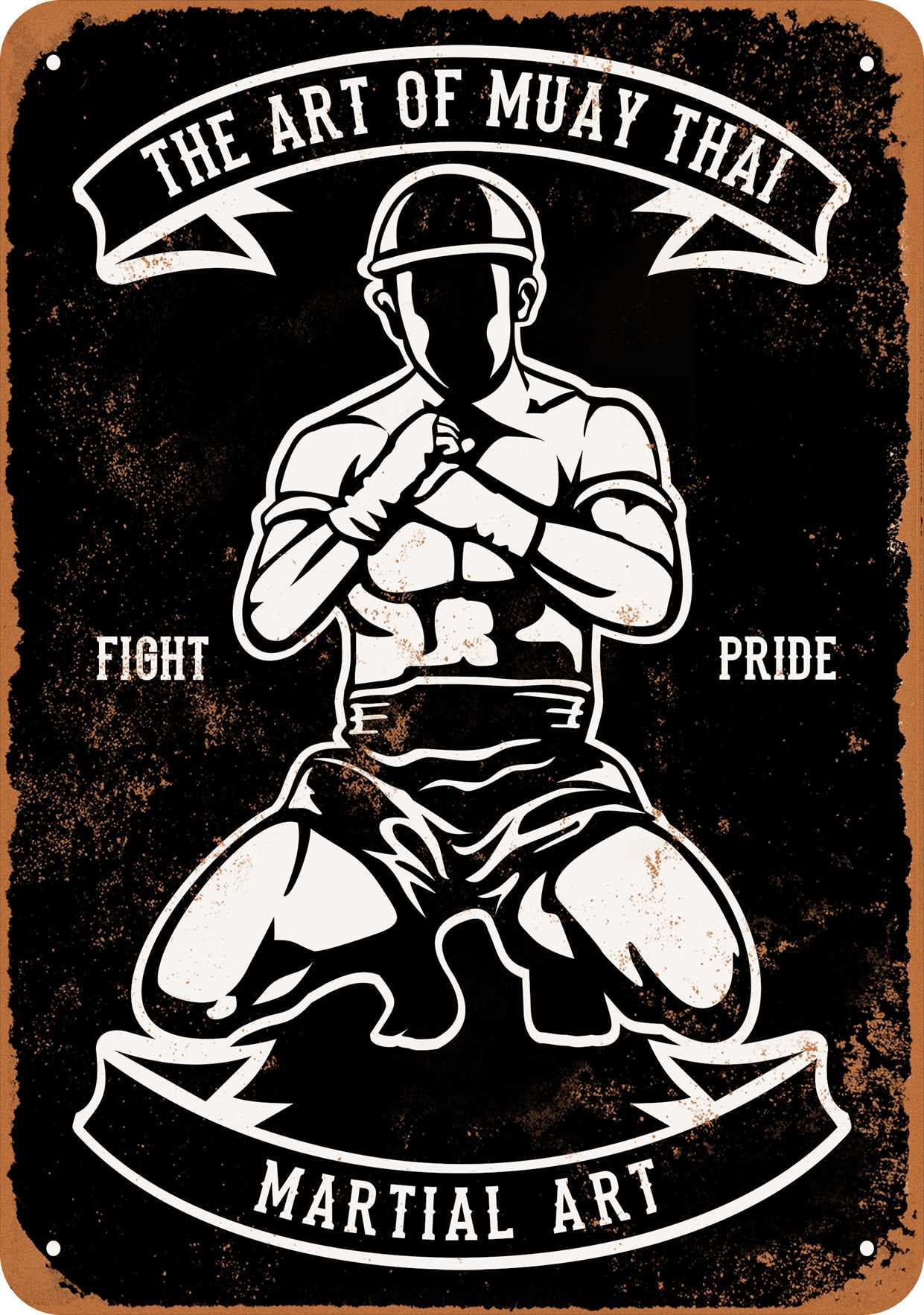 7 x 10 METAL SIGN - Martial Arts Muay Thai (BLACK BACKGROUND) - Vintage ...
