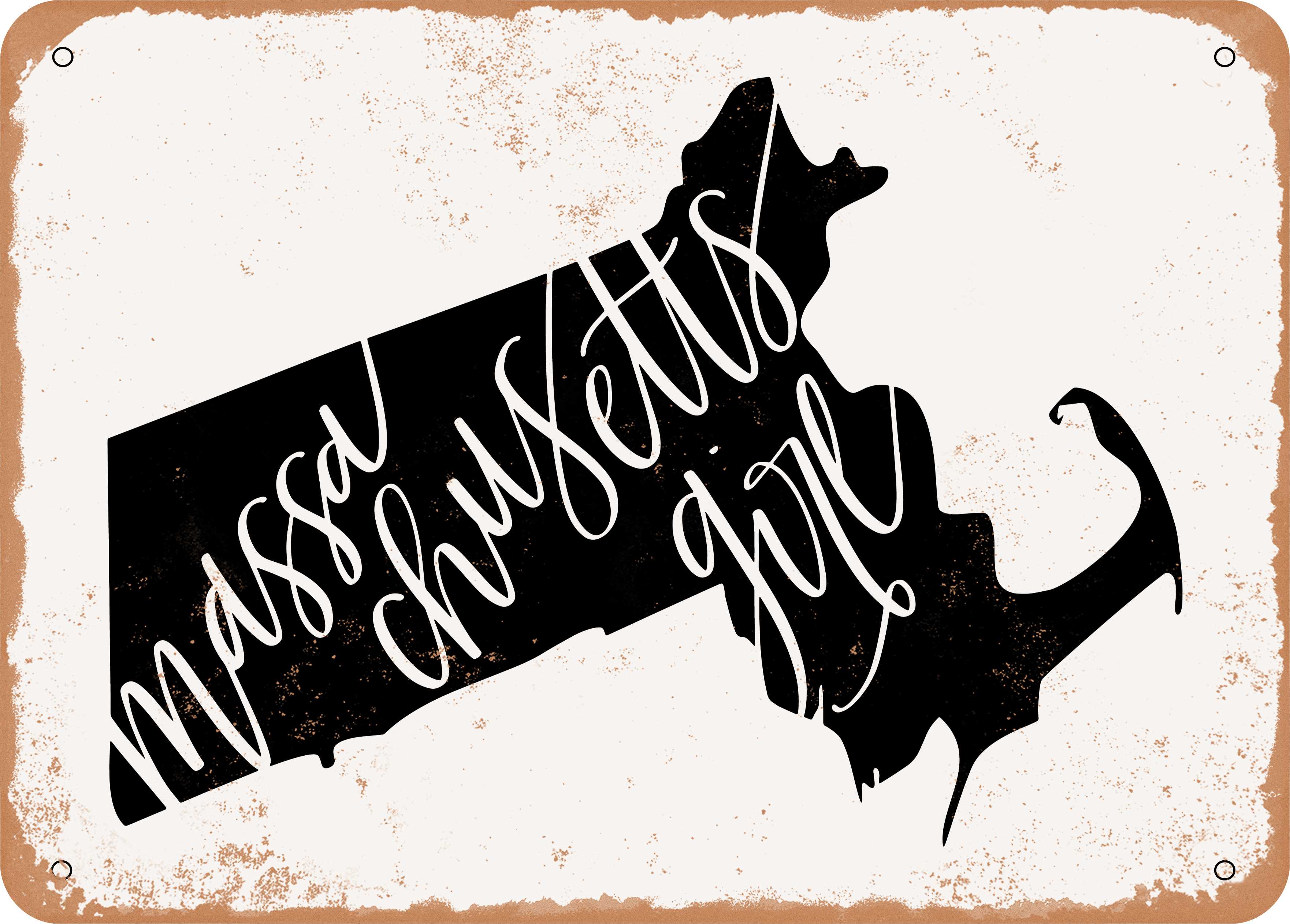 7 x 10 METAL SIGN - Massachusetts Girl - Vintage Rusty Look - Walmart.com