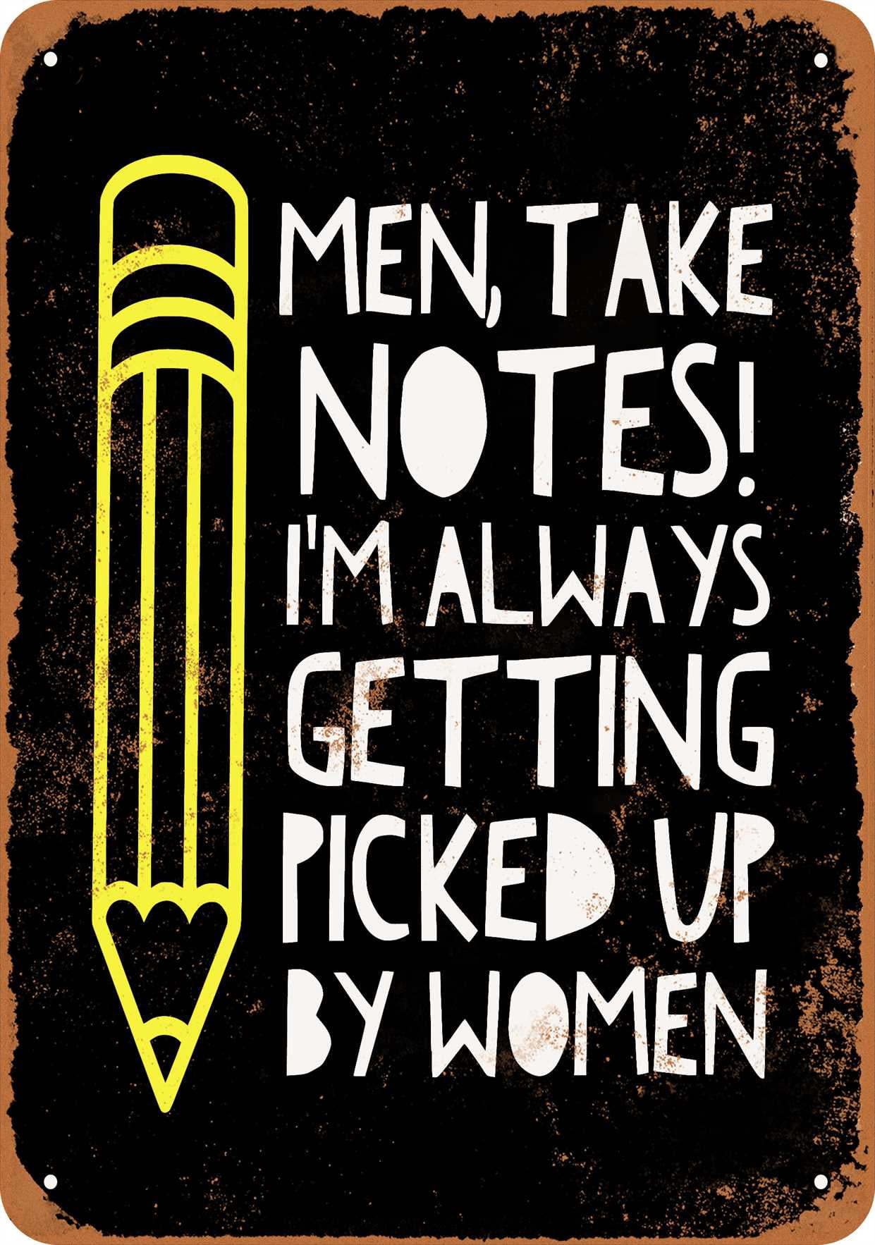 7 x 10 METAL SIGN - Men Take Notes Pencil (Dark Background) - Vintage ...