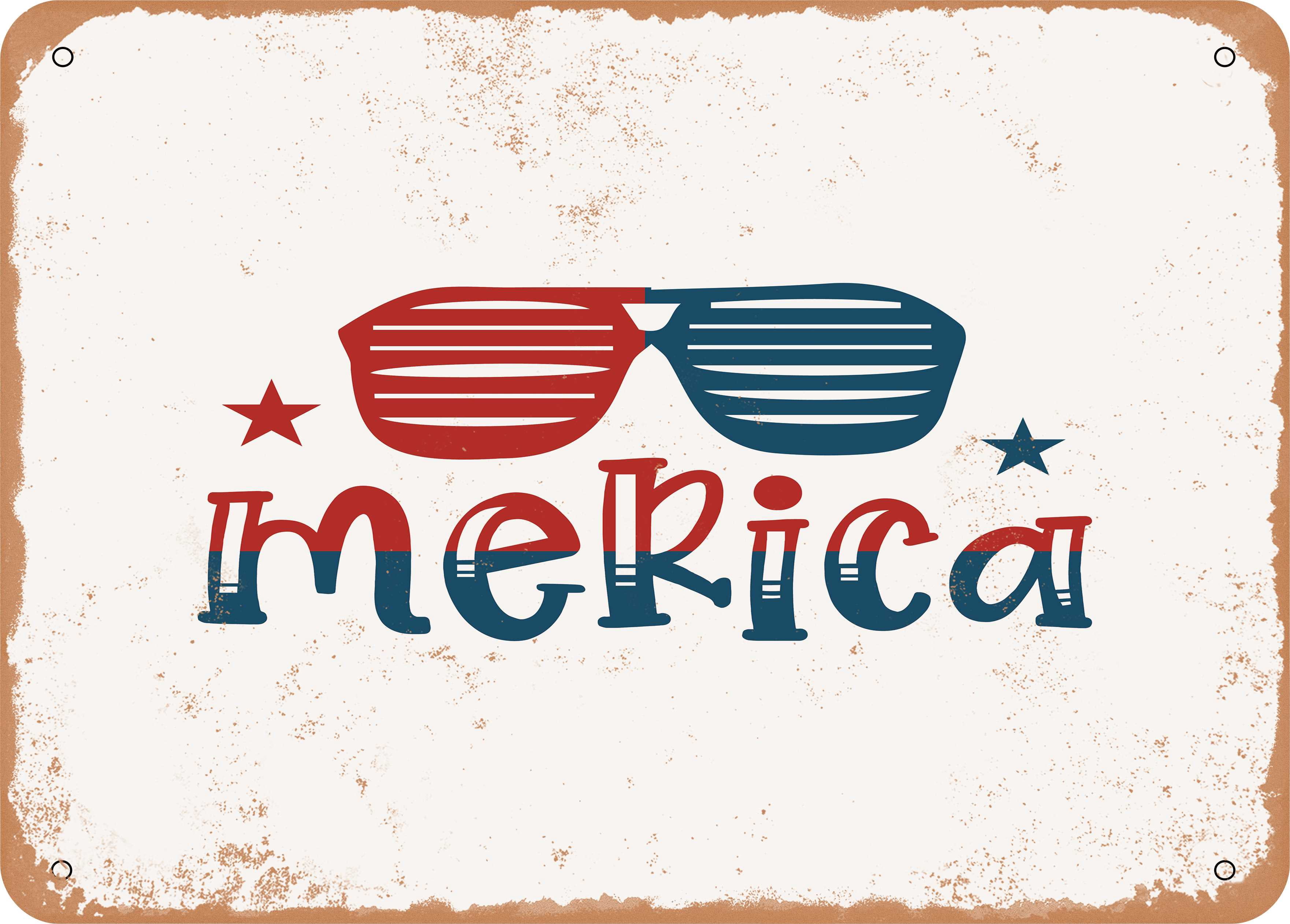 7 x 10 METAL SIGN - Merica - Vintage Rusty Look Sign - Walmart.com