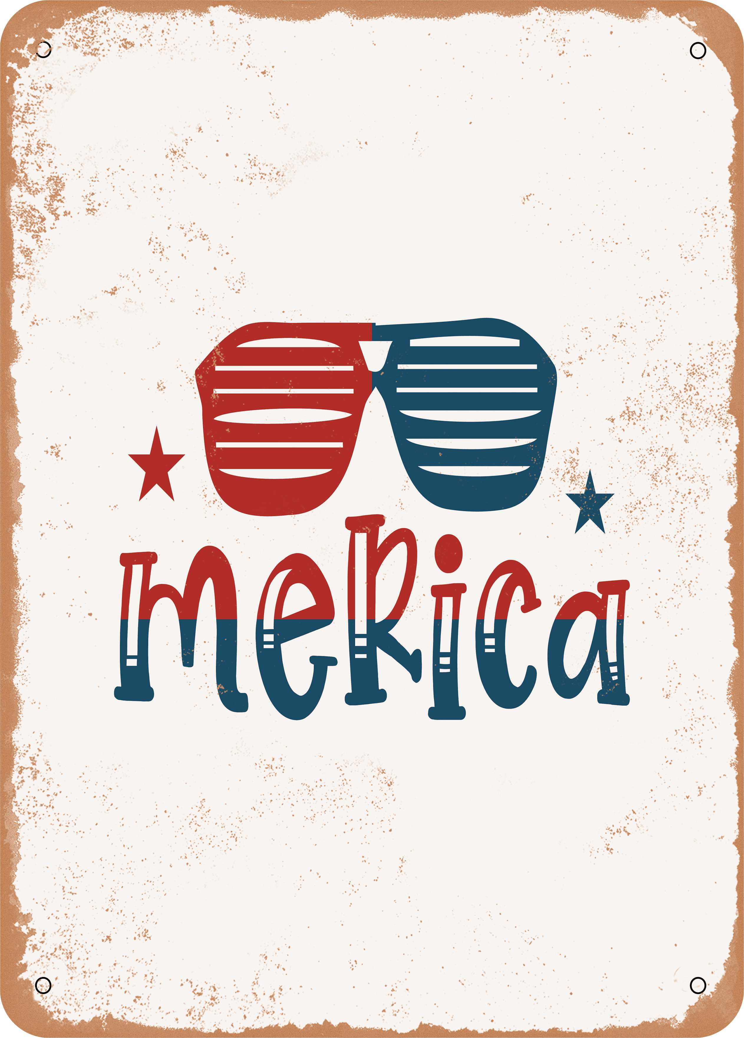 7 x 10 METAL SIGN - Merica - Vintage Rusty Look - Walmart.com