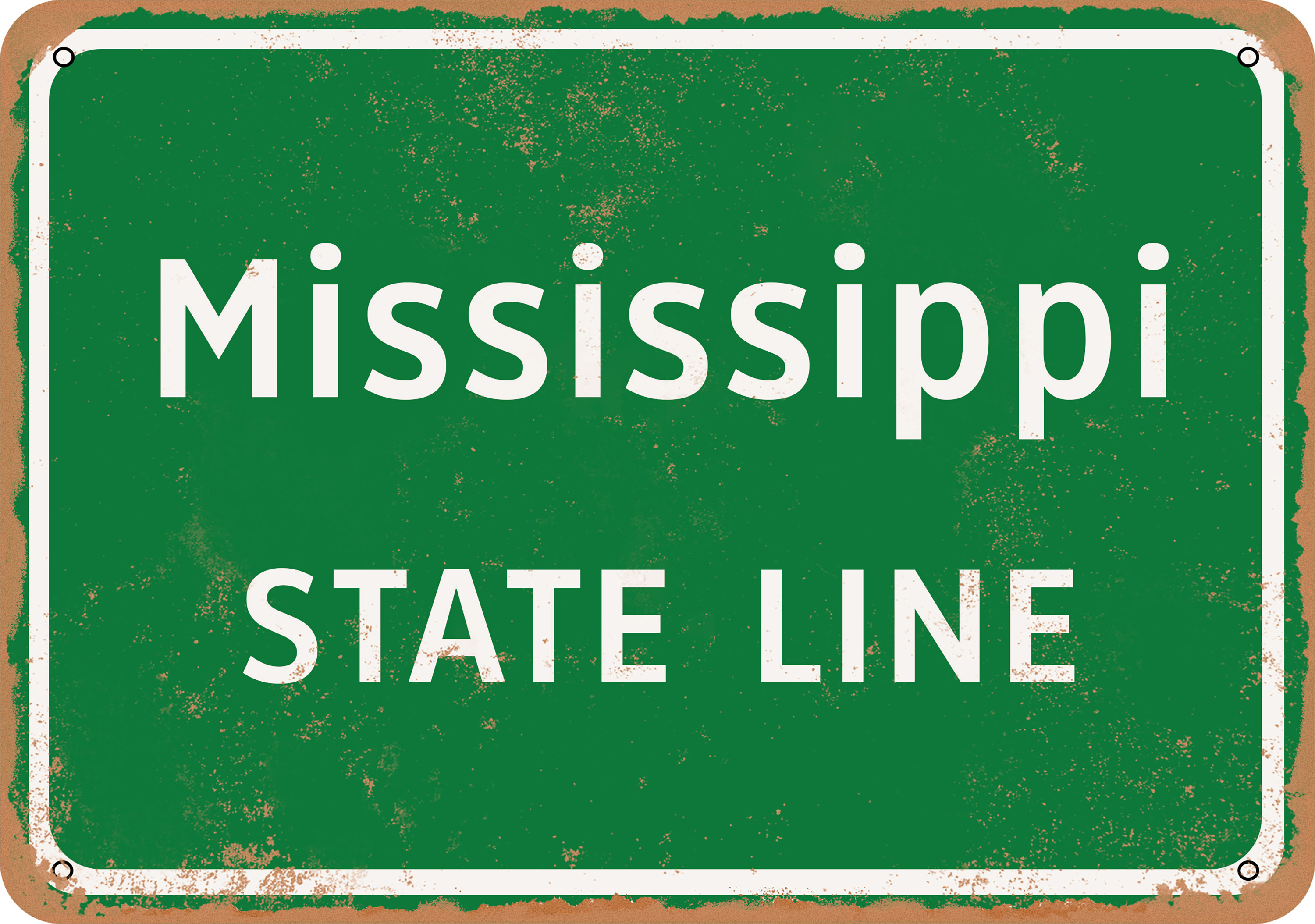 7 x 10 METAL SIGN - Mississippi State Line - Vintage Rusty Look ...