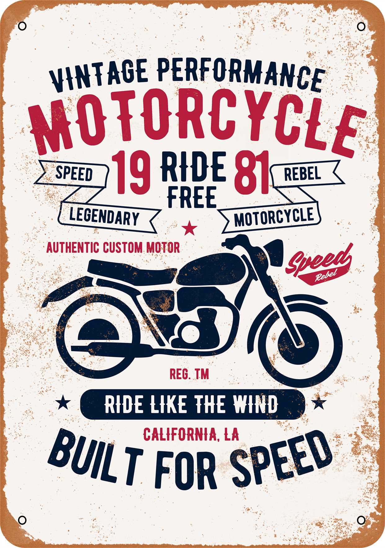 7 x 10 METAL SIGN - Motorcycles Built for Speed - Vintage Rusty Look ...
