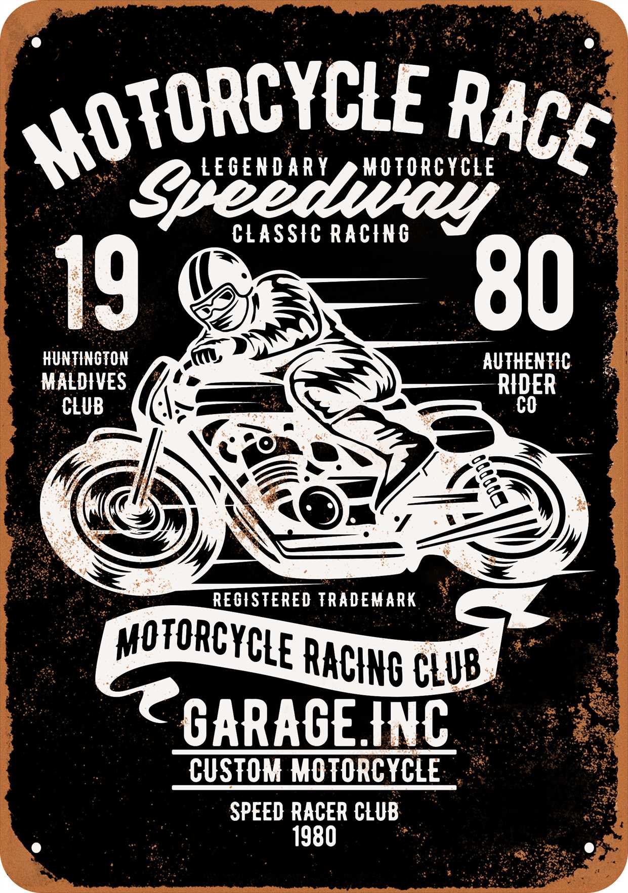 7 x 10 METAL SIGN - Motorcycles Race Speedway (Dark Background ...
