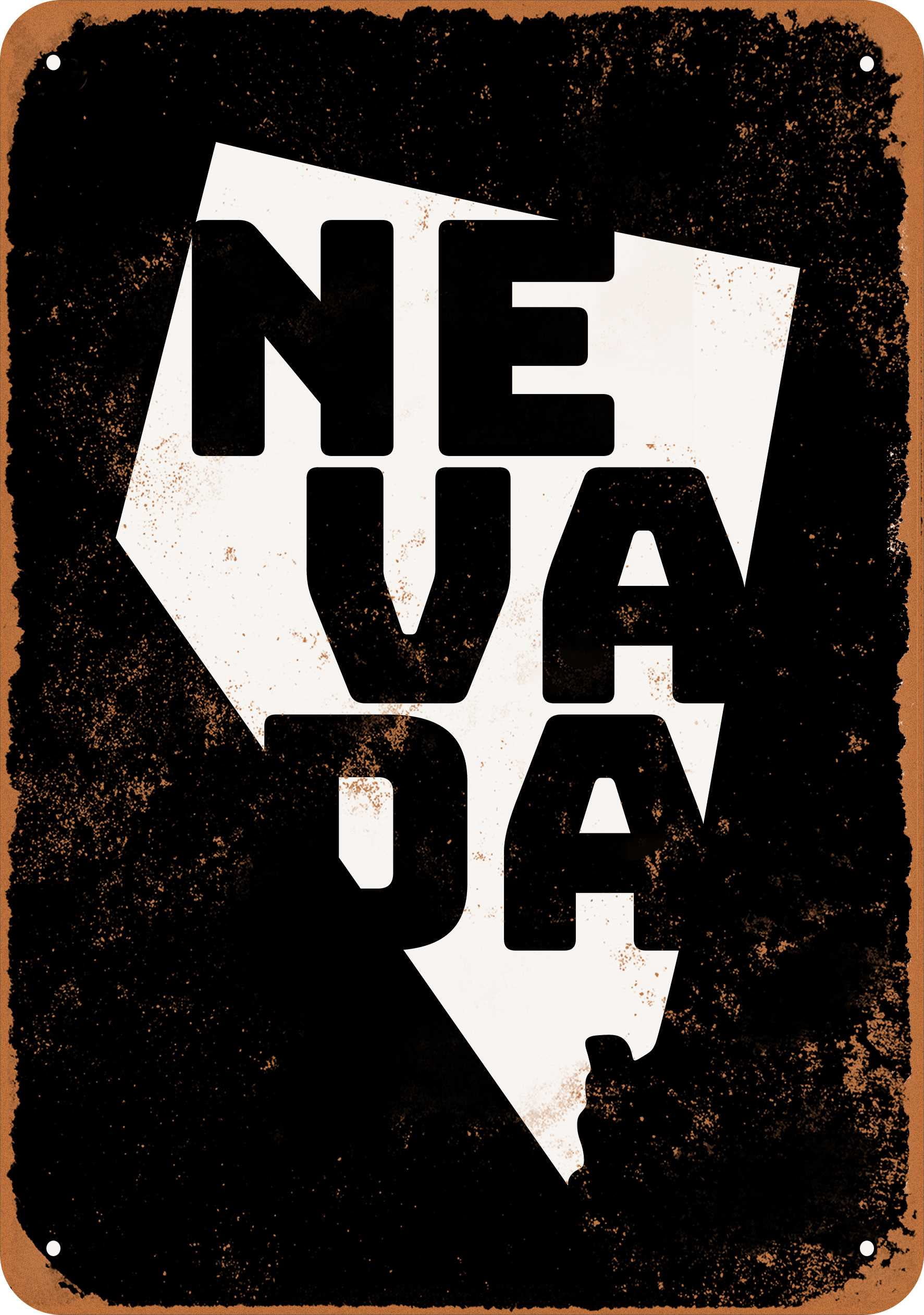 7 x 10 METAL SIGN - Nevada State 3 (Dark Background) - Vintage Rusty ...