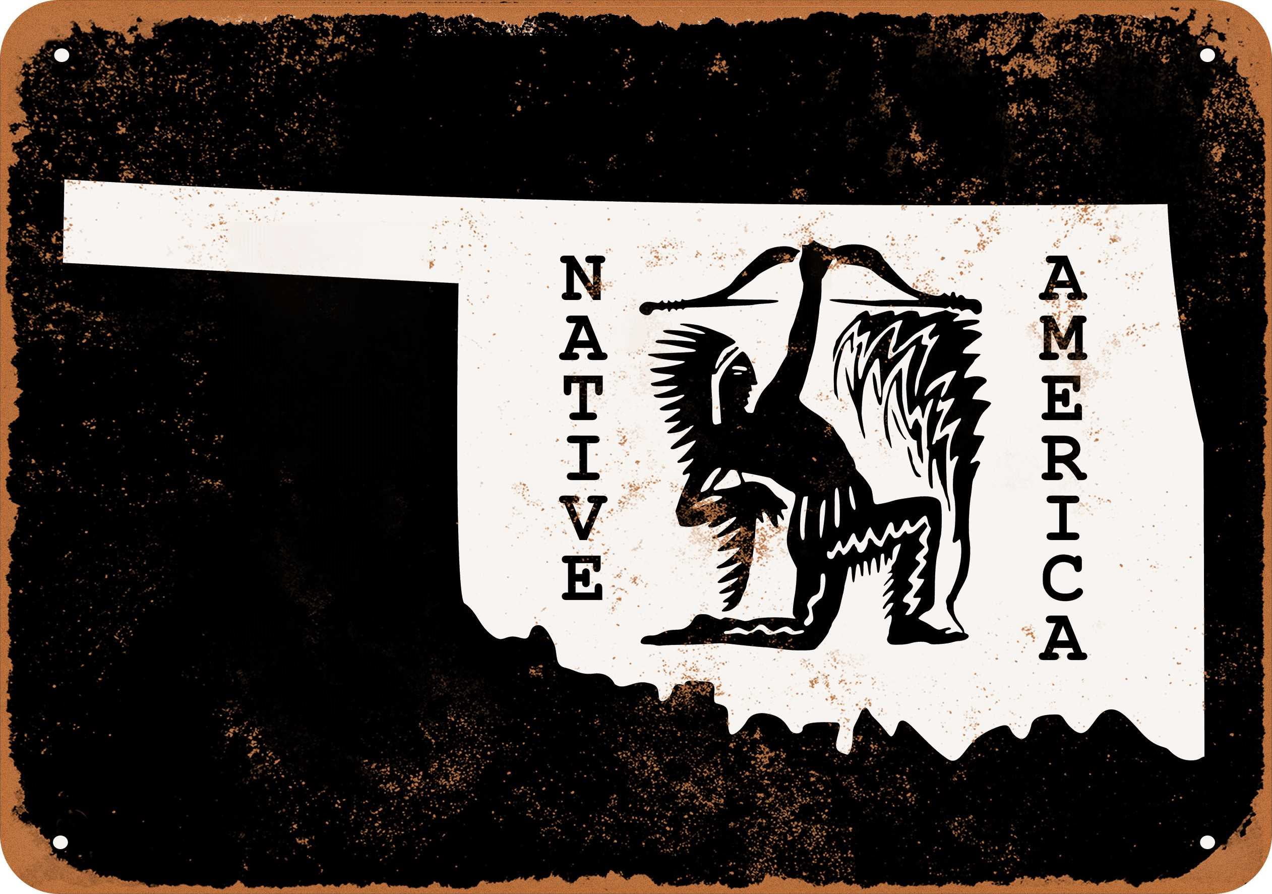 7 x 10 METAL SIGN - Oklahoma State 3 (Dark Background) - Vintage Rusty ...