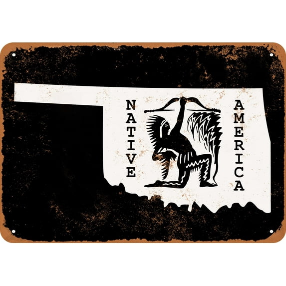 7 x 10 METAL SIGN - Oklahoma State 3 (Dark Background) - Vintage Rusty ...