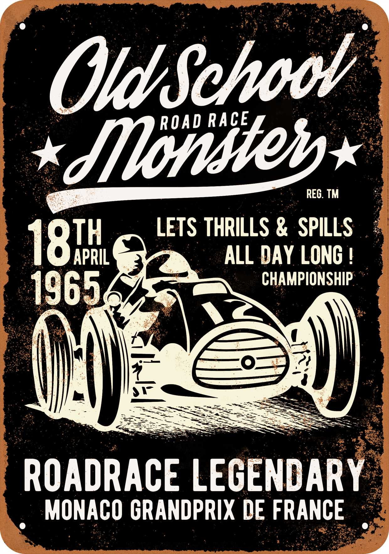 7 x 10 METAL SIGN - Old School Monaco Road Race (BLACK BACKGROUND ...