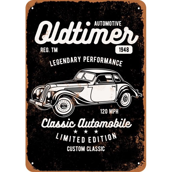 7 x 10 METAL SIGN - Oldtimer Classic Automobile (Dark Background ...